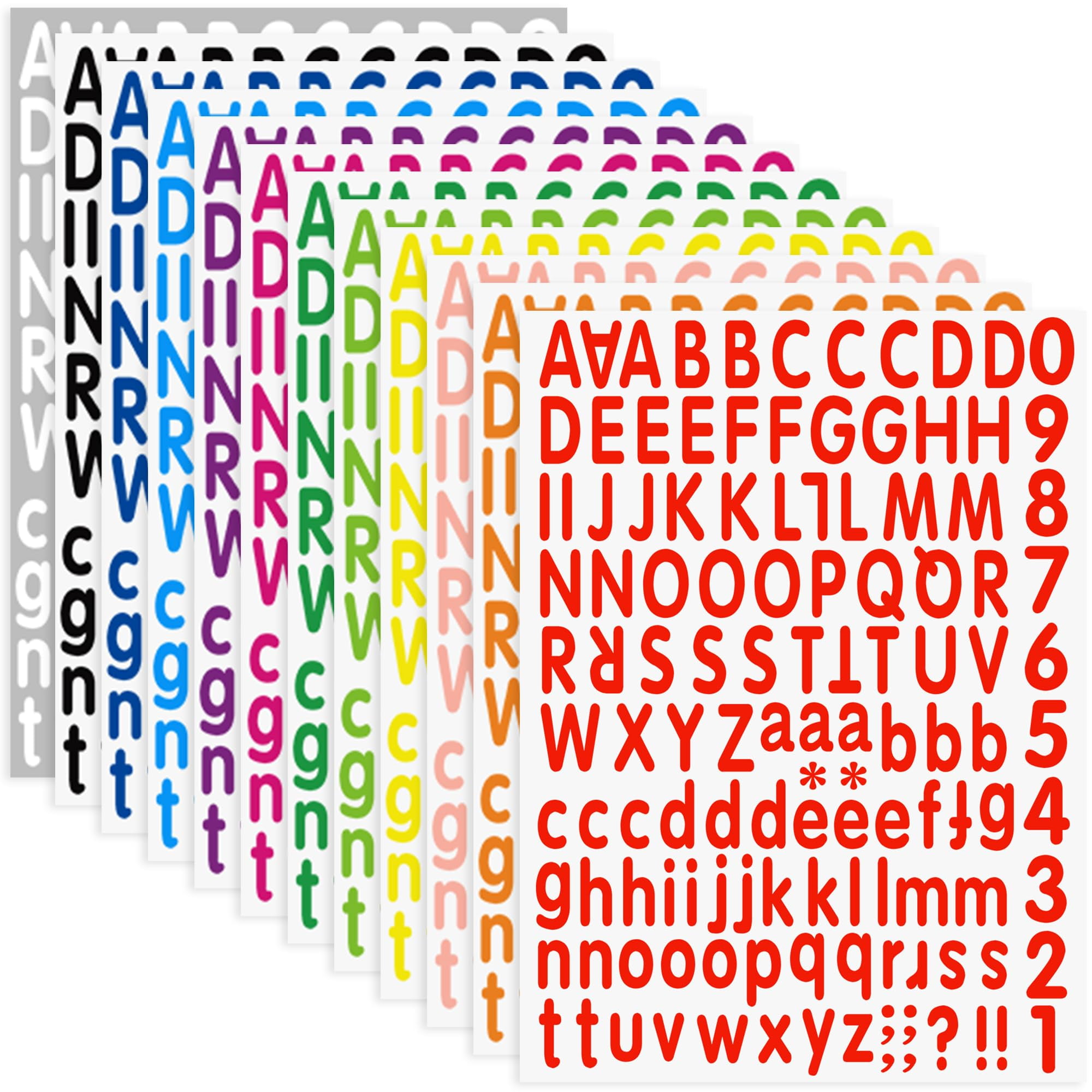 Neasyth 24 Sheets Colorful Letter Stickers 3024 PCS Number Alphabet ...