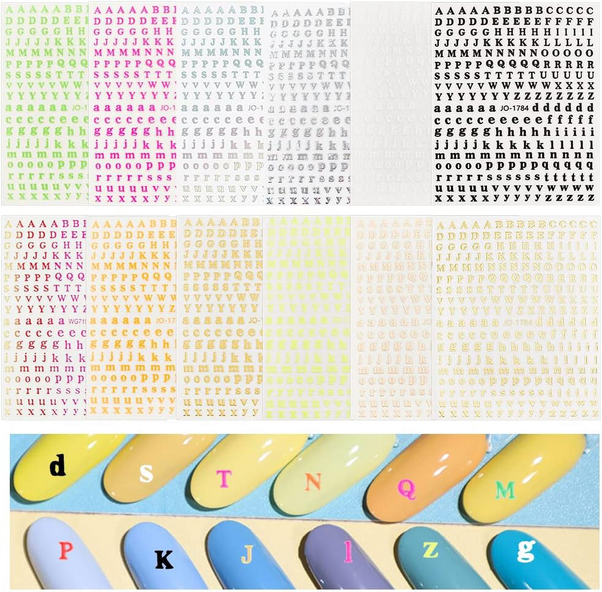 24 Sheets Letter Stickers Self-Adhesive Alphabet Stickers Nail Art ...