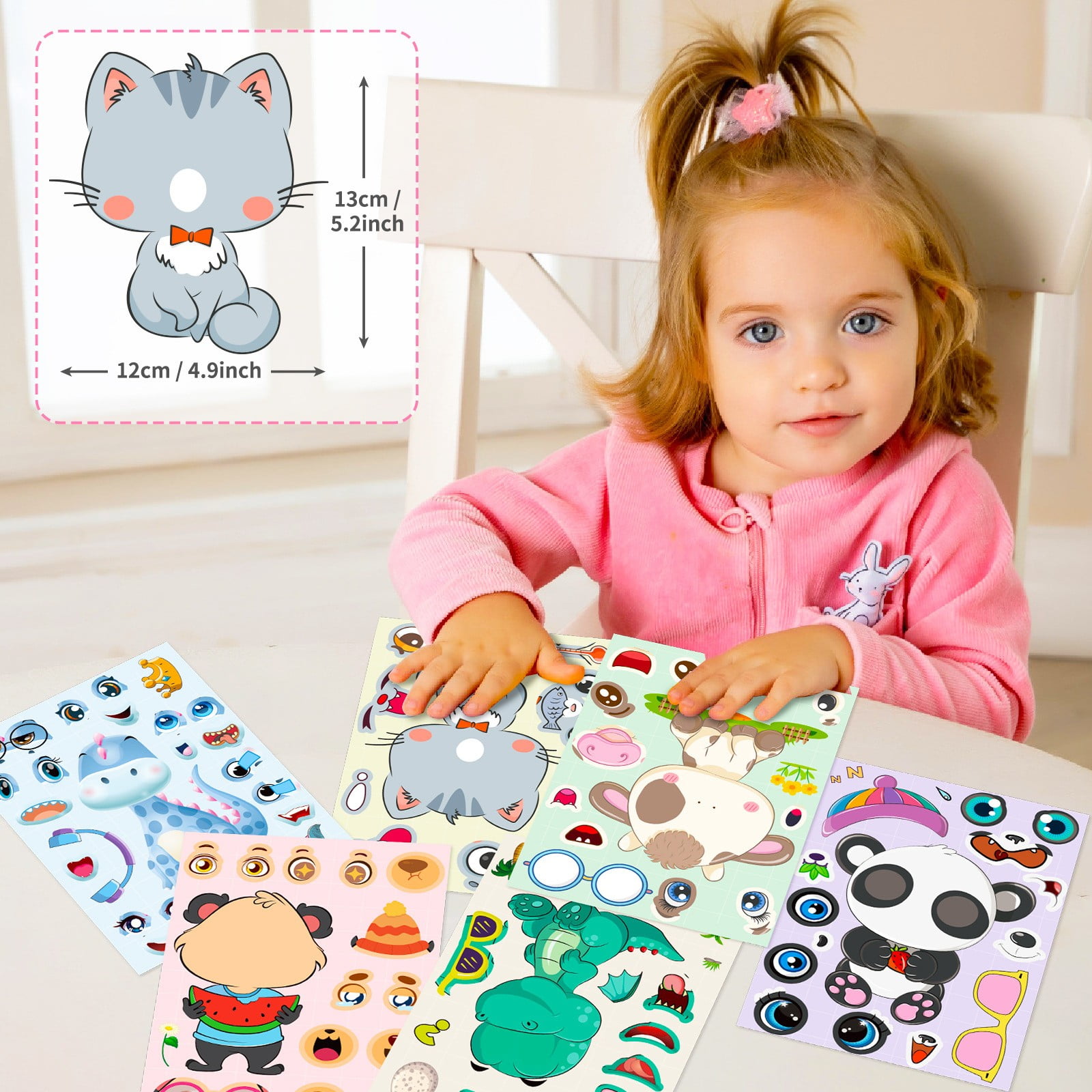 24 Sheets Make-A-Face Stickers, Make Your Own Animal Mix And Match ...