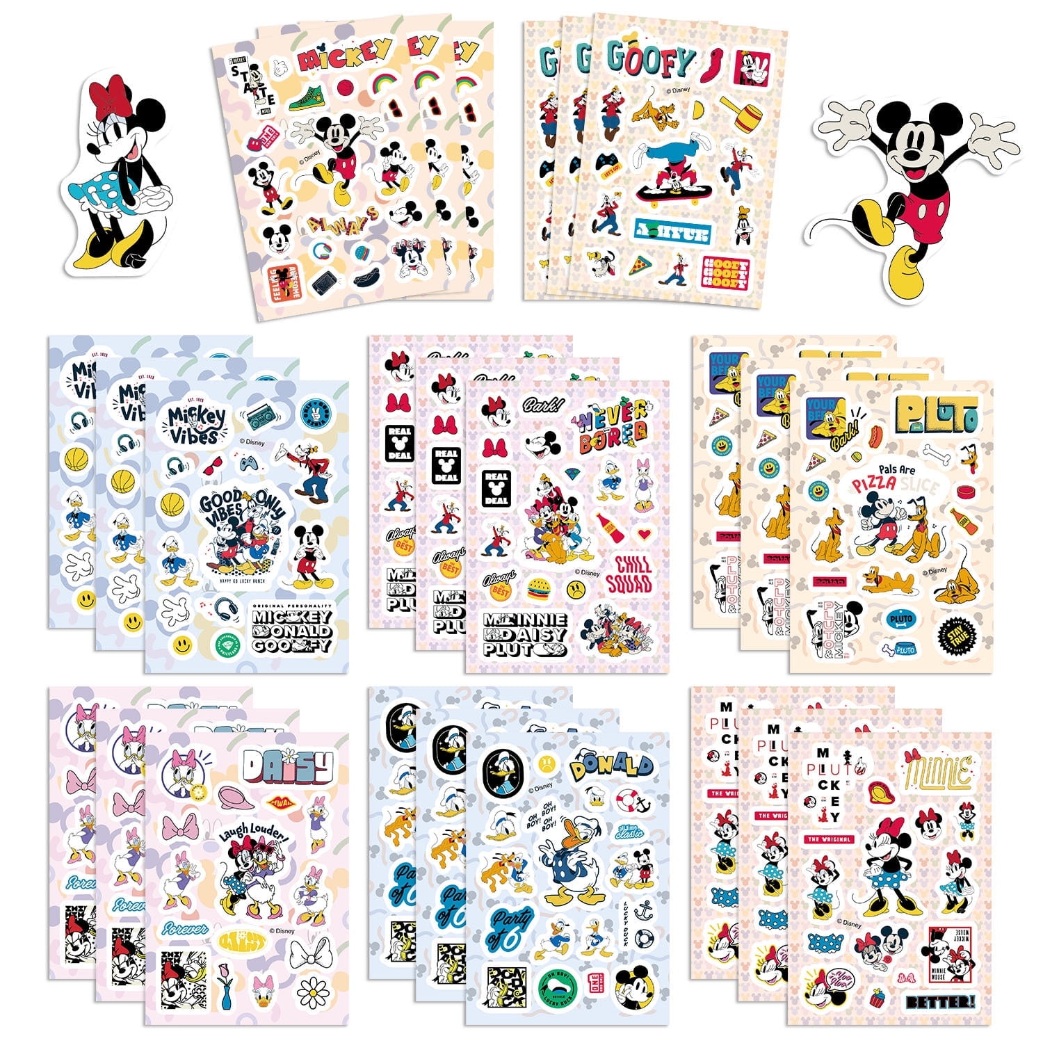24 Sheets Mickey Make Your Own Stickers, DIY Make Face Stickers for ...