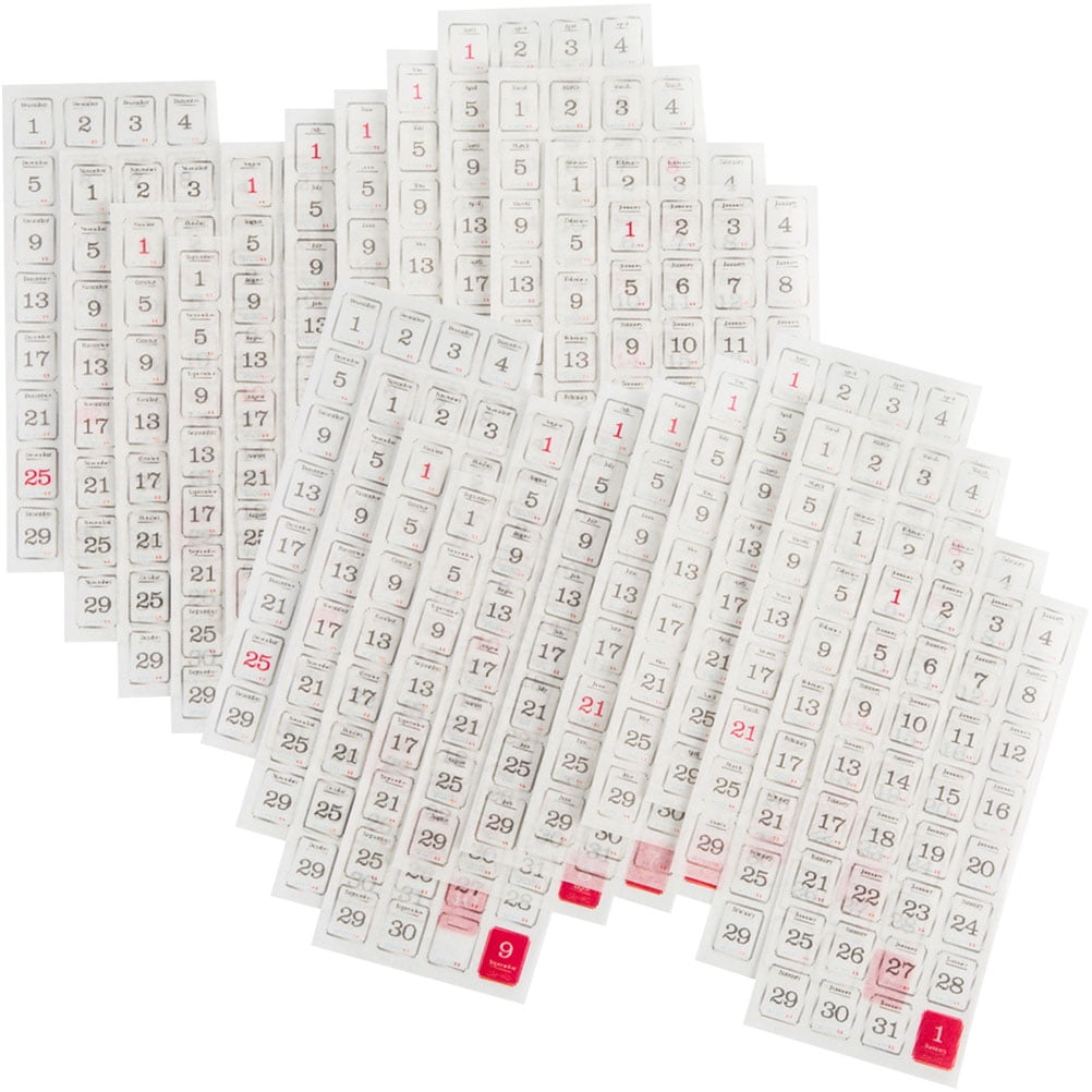 24 Sheets Month Digital Calendar Stickers Cute for Kids Storage Office ...