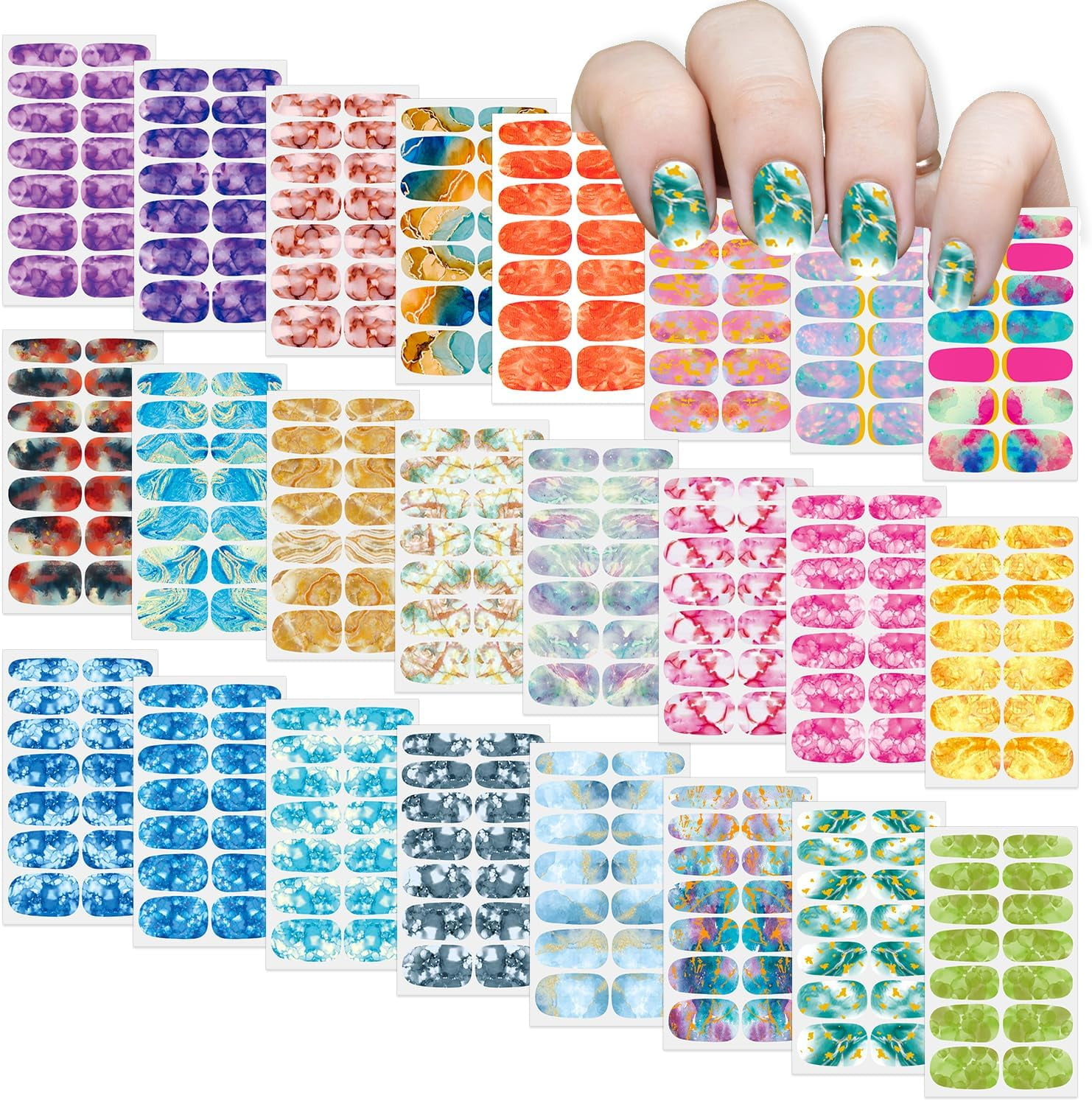 24 Sheets Nail Polish Stickers Full Nail Wraps Ombre Nails Design ...