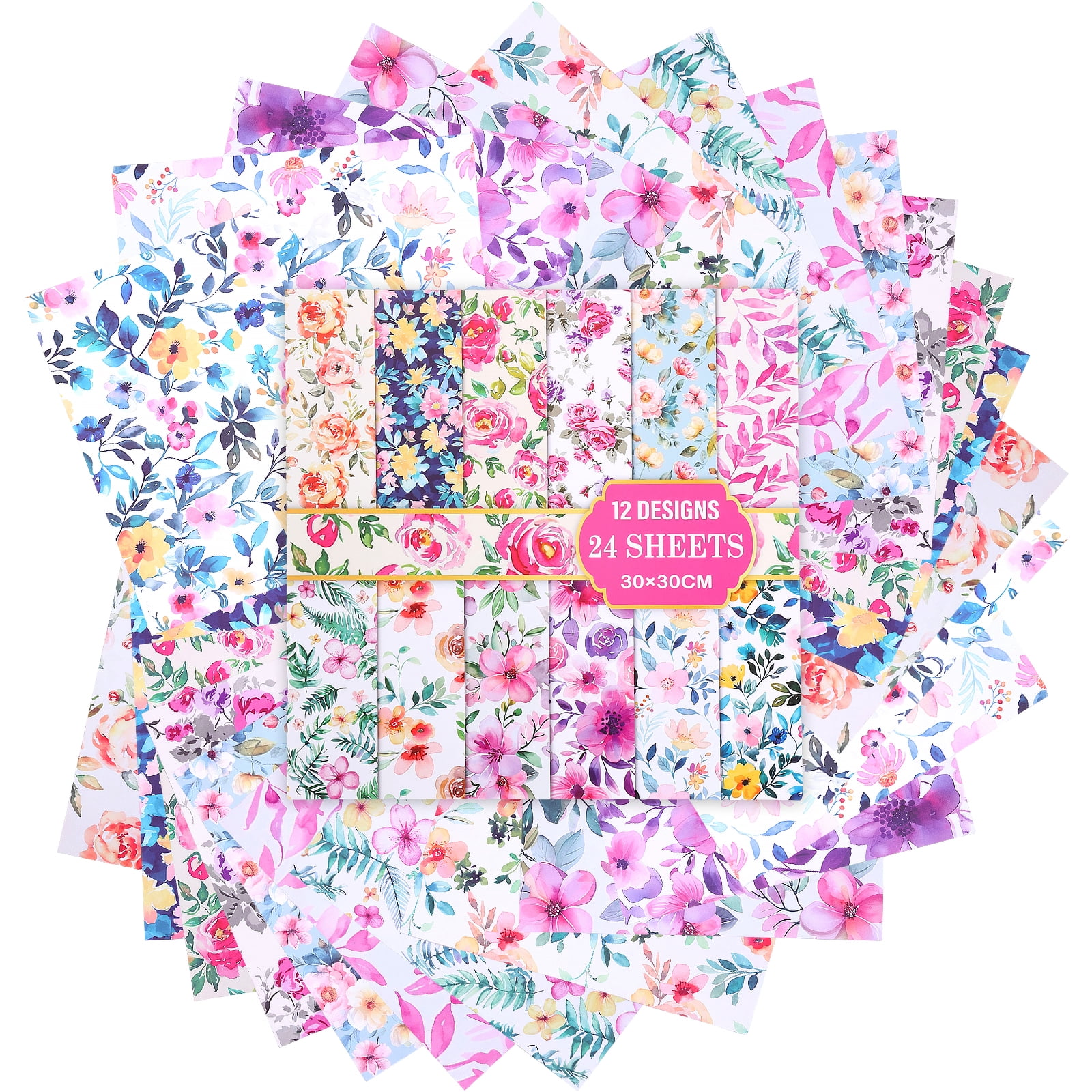 Evjurcn 24 Sheets Scrapbook Paper for Junk Journal Supplies, 11.8x11.8 ...