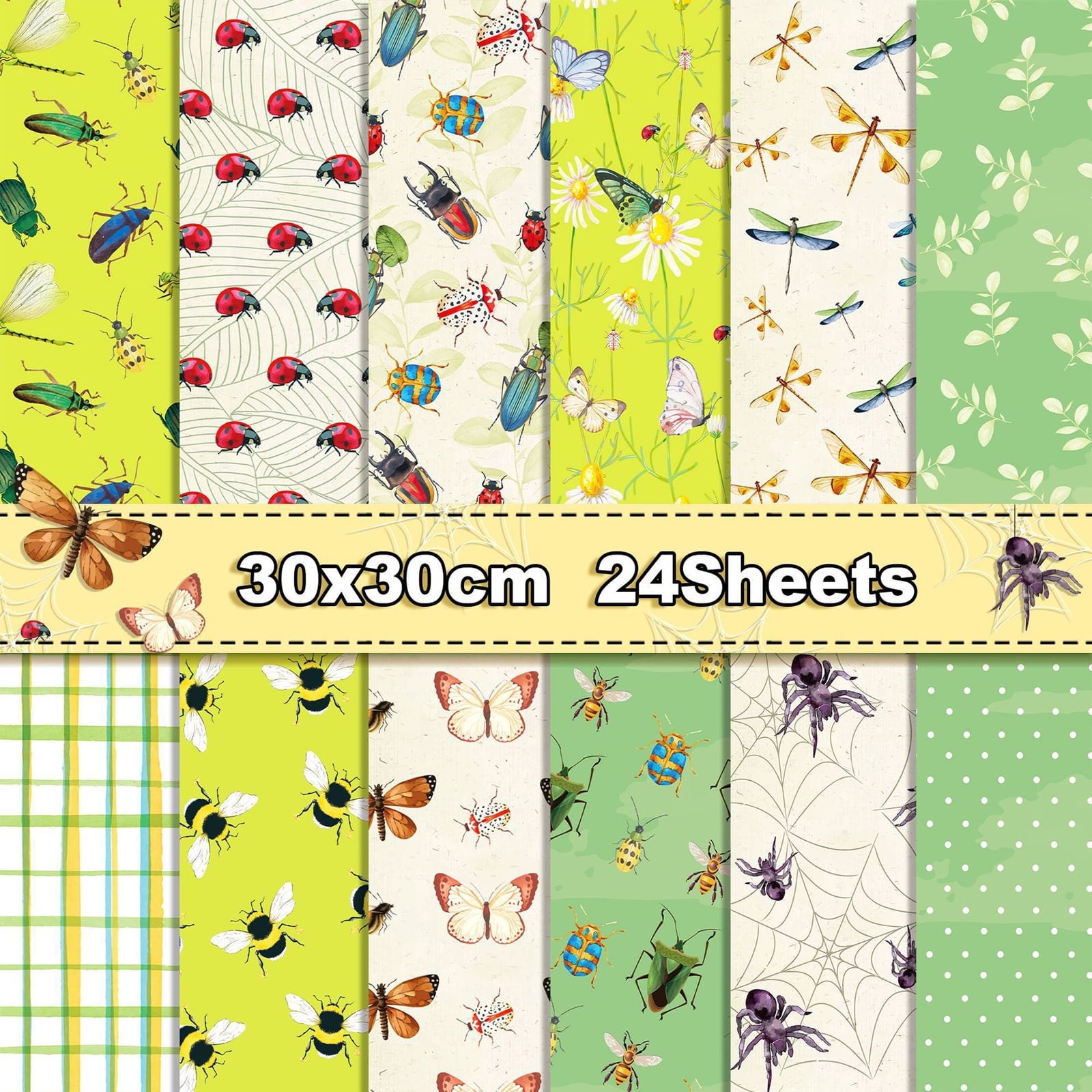 24 Sheets Scrapbook Paper Pad, 12 x 12 Inches Origami Decoupage ...