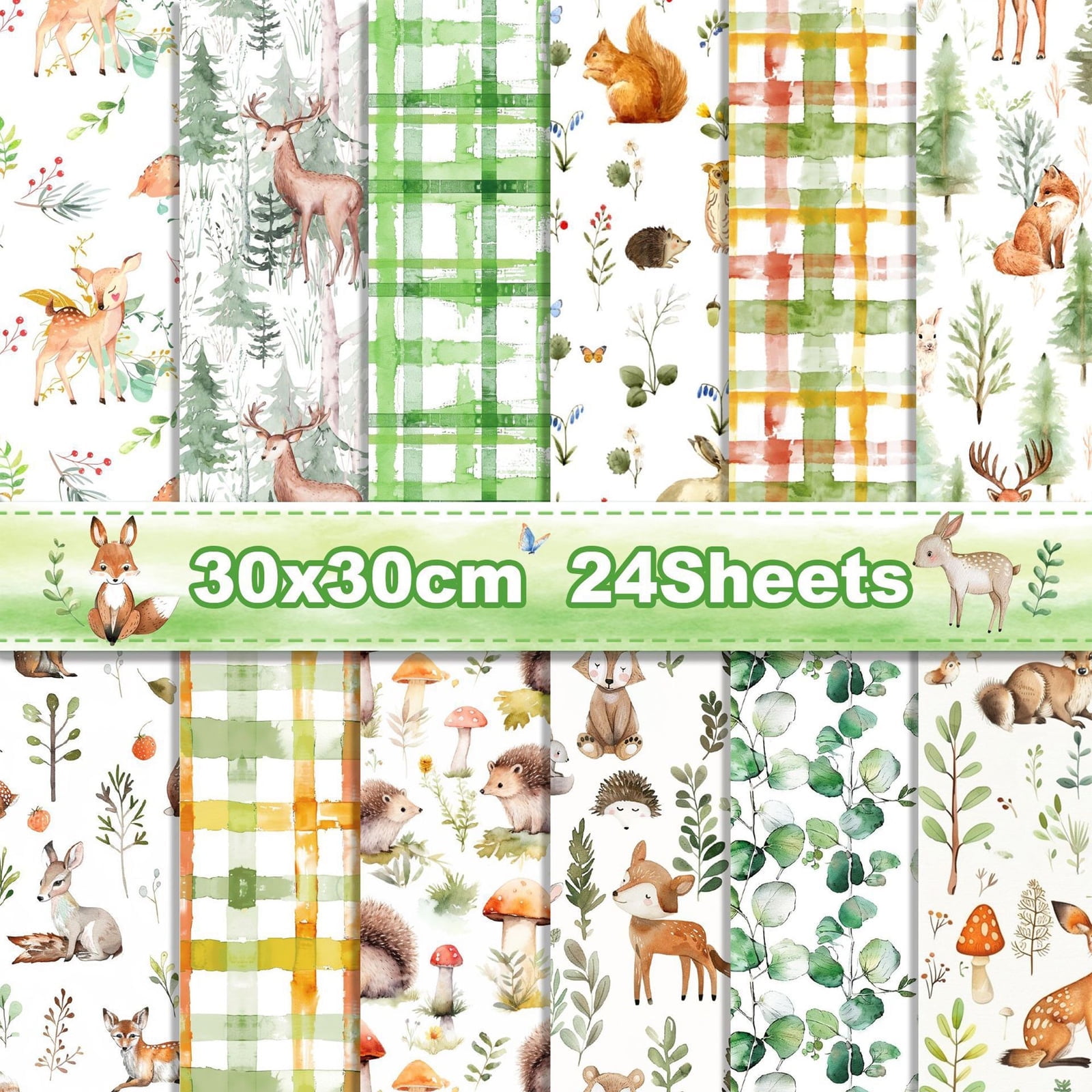 24 Sheets Scrapbook Paper Pad, 12 x 12 Inches Origami Decoupage ...