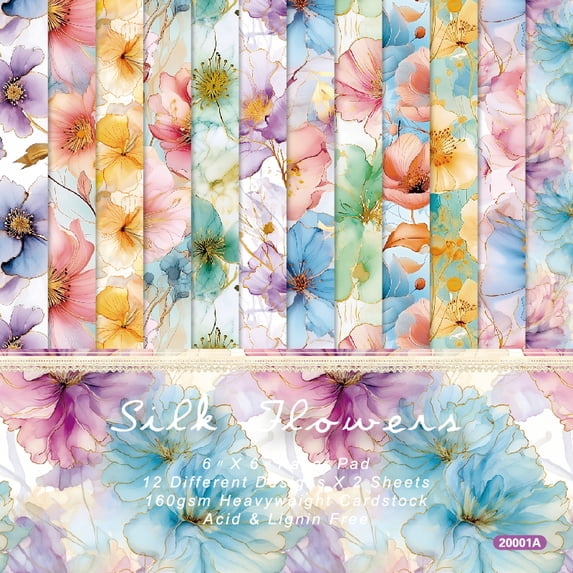 24 Sheets Scrapbook Paper Pad, Decorative Decoupage Pattern Handmade ...