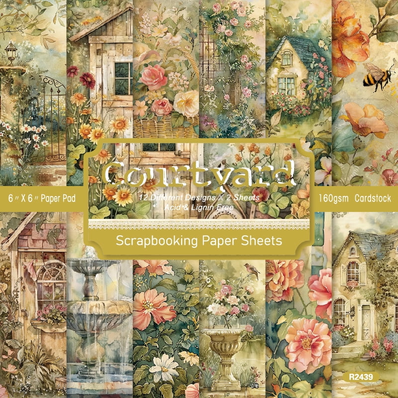 24 Sheets Scrapbook Paper Pad, Decorative Decoupage Pattern Handmade ...