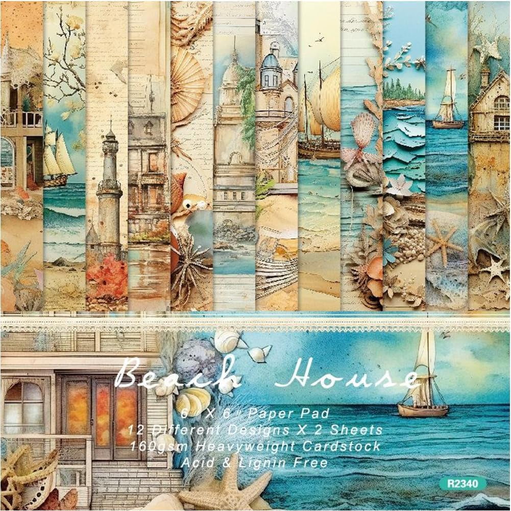 24 Sheets Scrapbook Paper Pads Textured Decorative Craft Paper Ocean ...