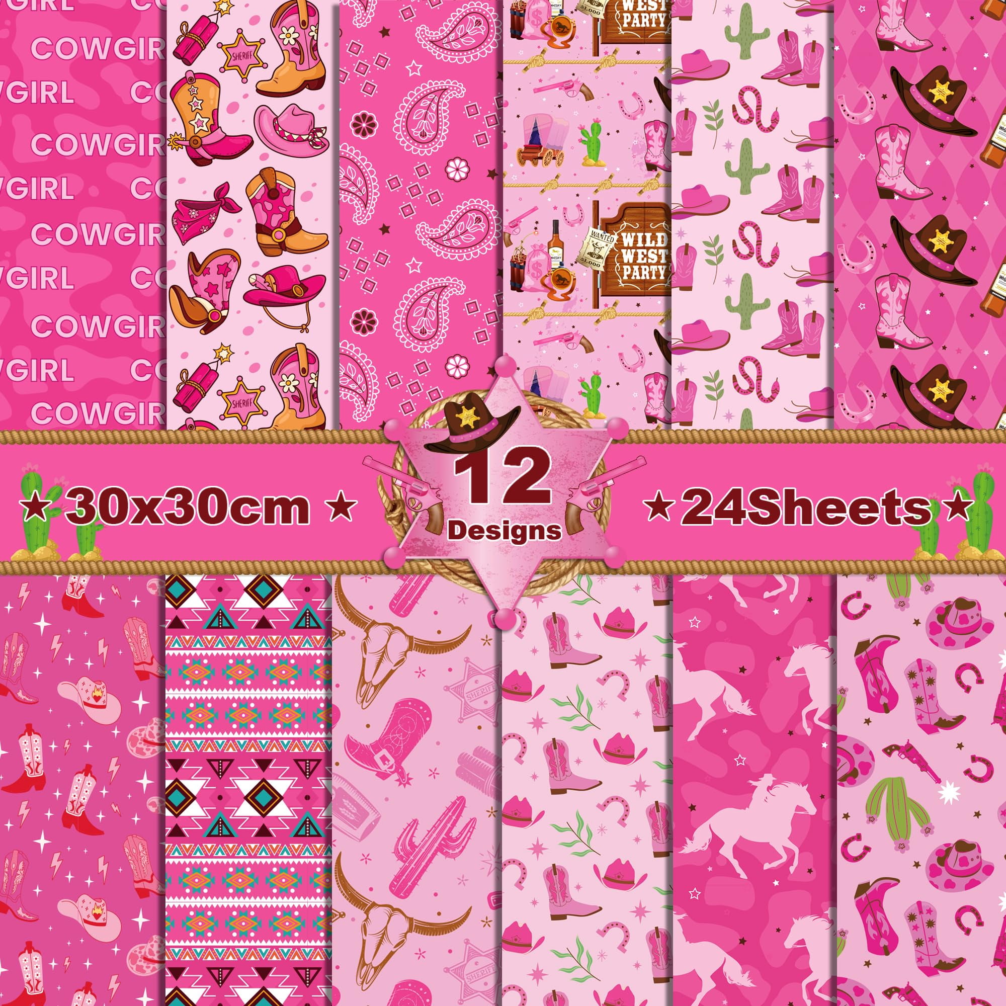 24 Sheets Western Cowgirl TSF6 Pattern Paper x Western Cowgirl ...