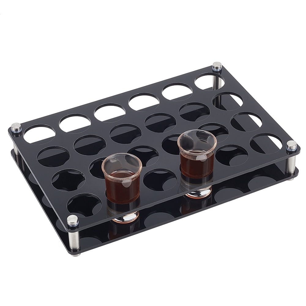 24 Shot Glass Tray Holder Black Bar Acrylic Shot Glasses Holders Wine ...
