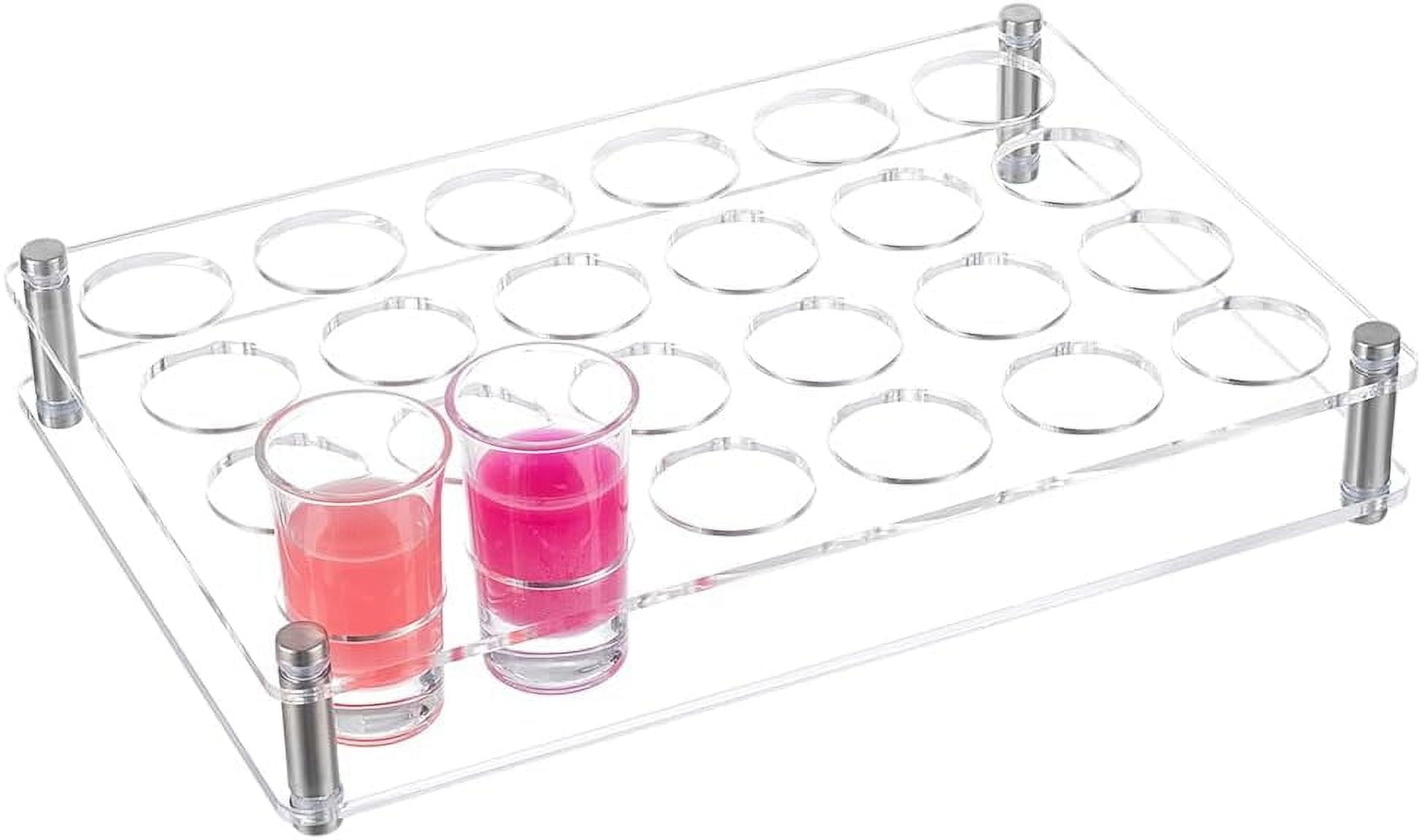 24 Shot Glass Tray Holder Clear Bar Acrylic Shot Glasses Holders Wine ...