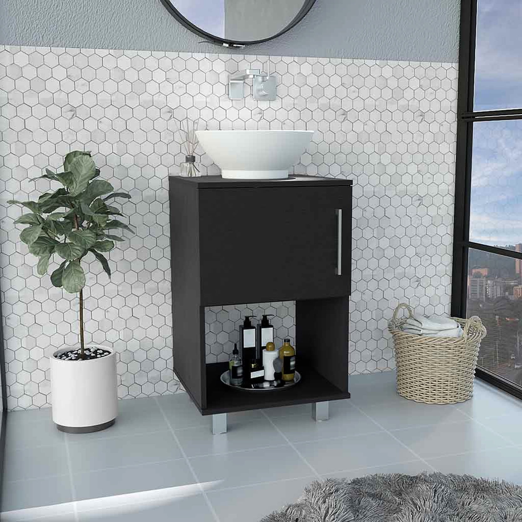 24'' Single Bathroom Vanity, Black, One Shelf & One-Door | CPSIA ...