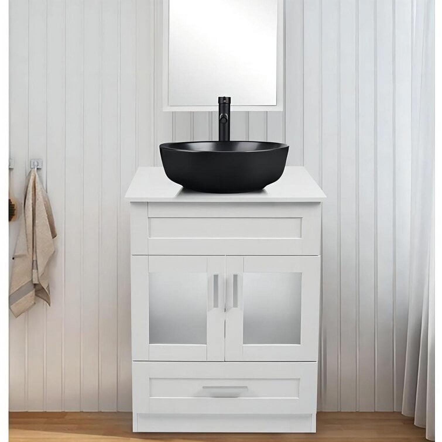 PULUOMIS 24" Single Bathroom Vanity Set with Mirror, Modern Design, Eco ...