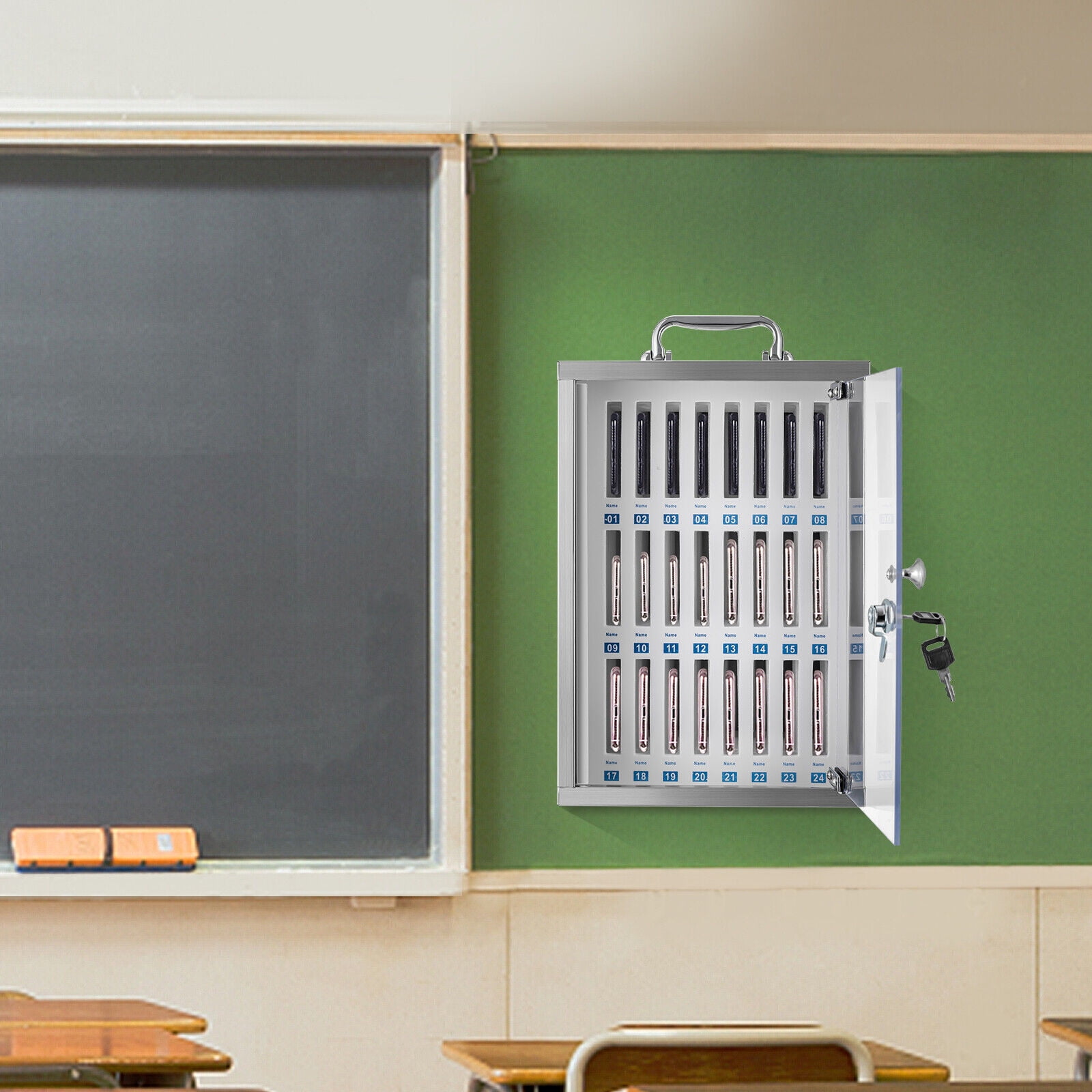 24-Slot Cell Phone Storage Case Steel Phone Locker Classroom Phones ...