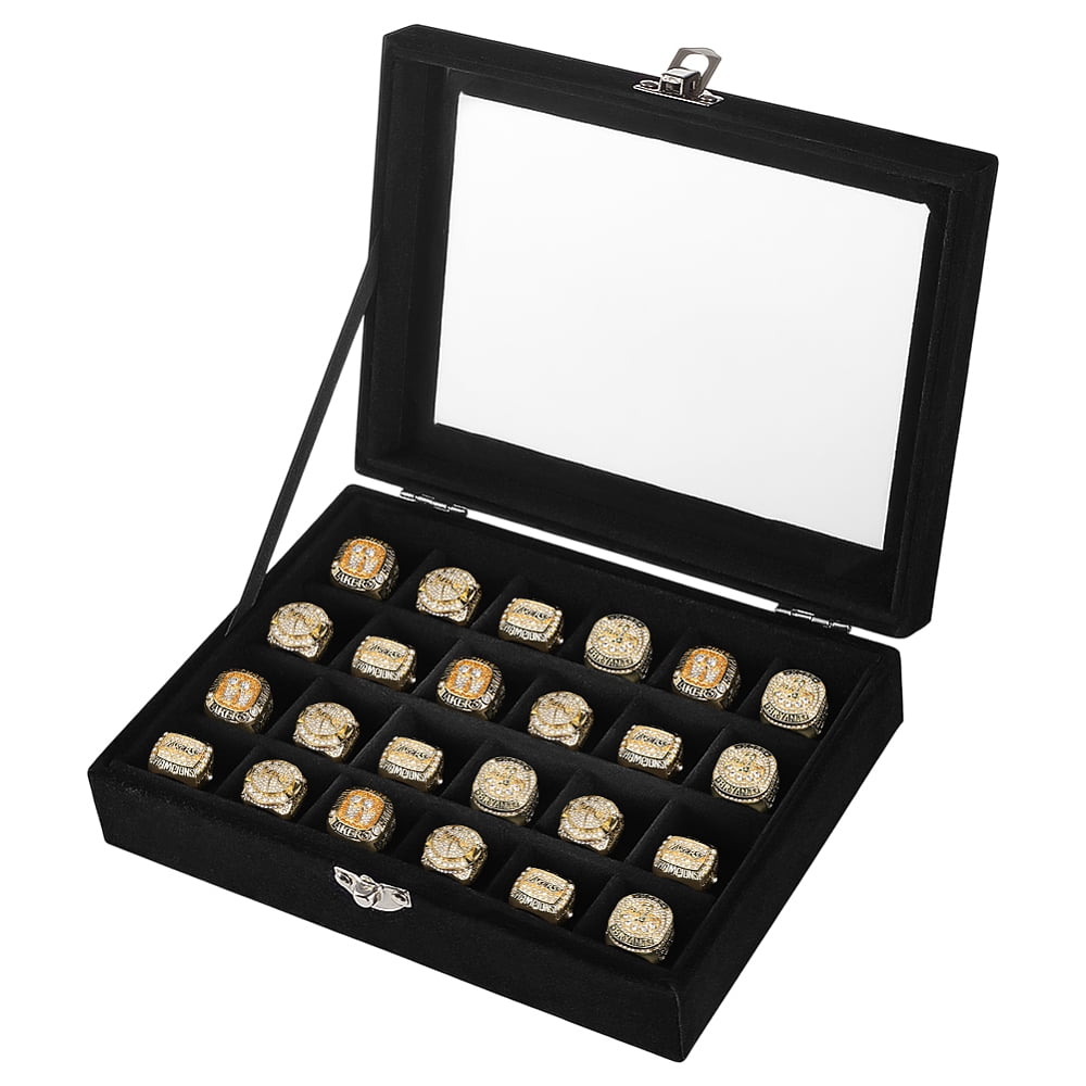 24-Slot Championship Ring Display Case Velvet Championship Ring Box ...