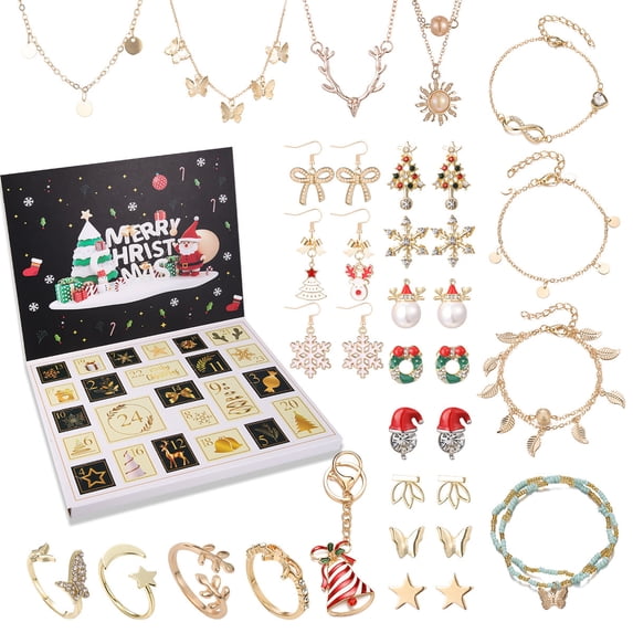 24-Slot Christmas Advent Calendar Blind Box - DIY Fashion Jewelry Set ...