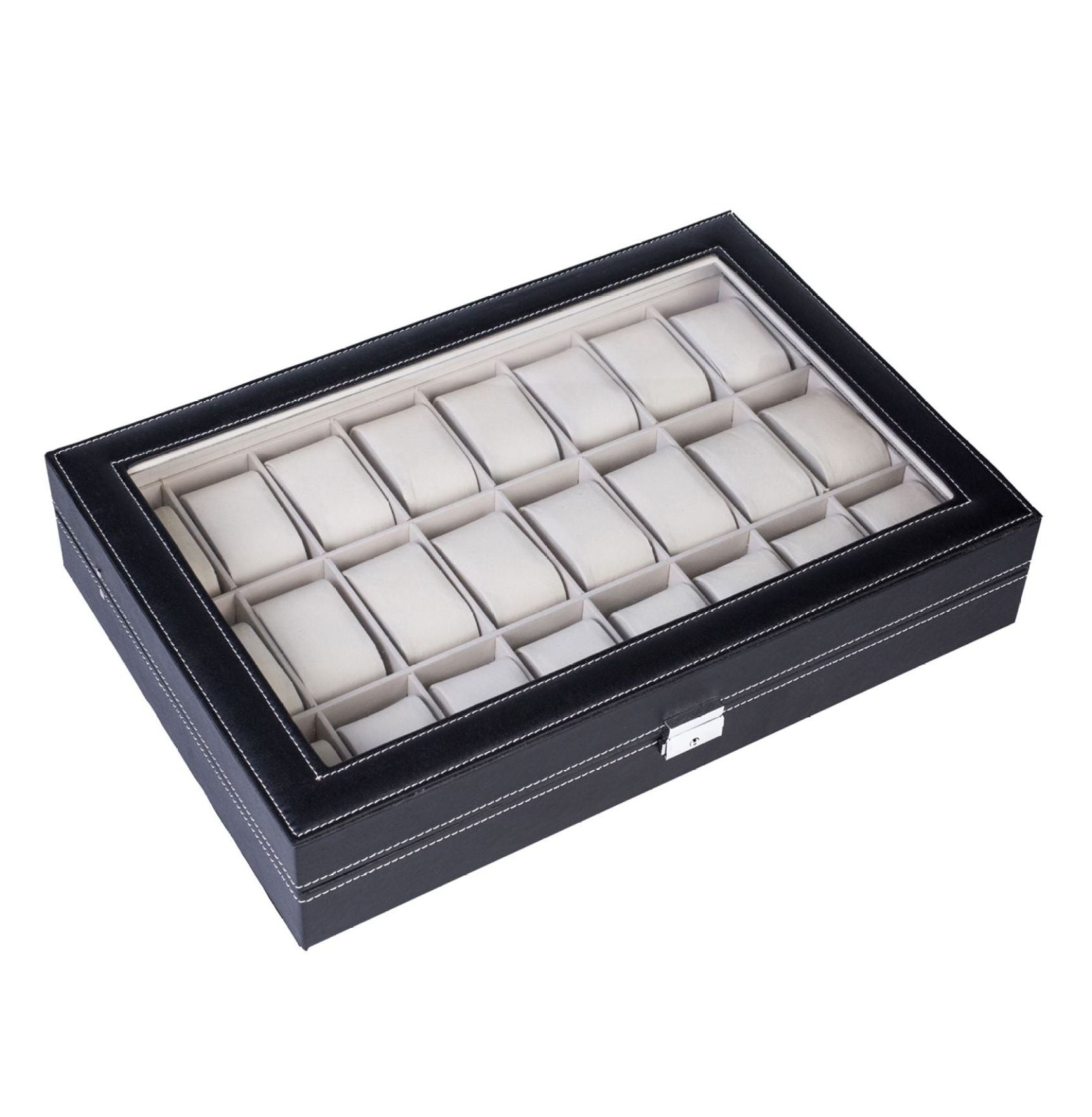 24 Slot Portable Black Watch Collection Box Case Organizer for Storage ...