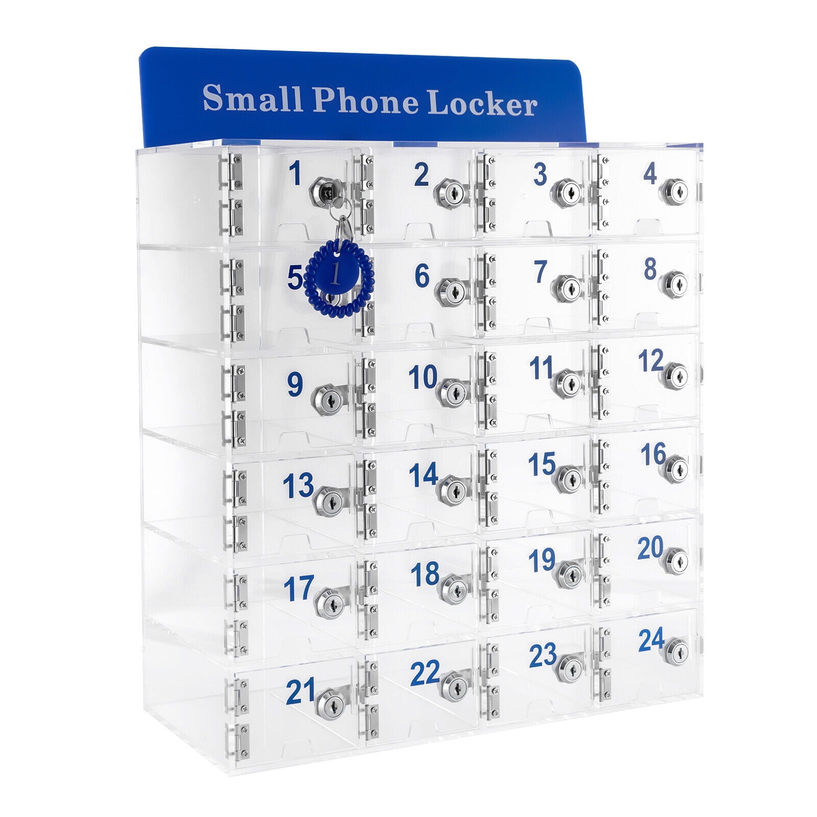 24-Slot Acrylic Cell Phone Lock Box, Clear Personal Organizer Case for ...