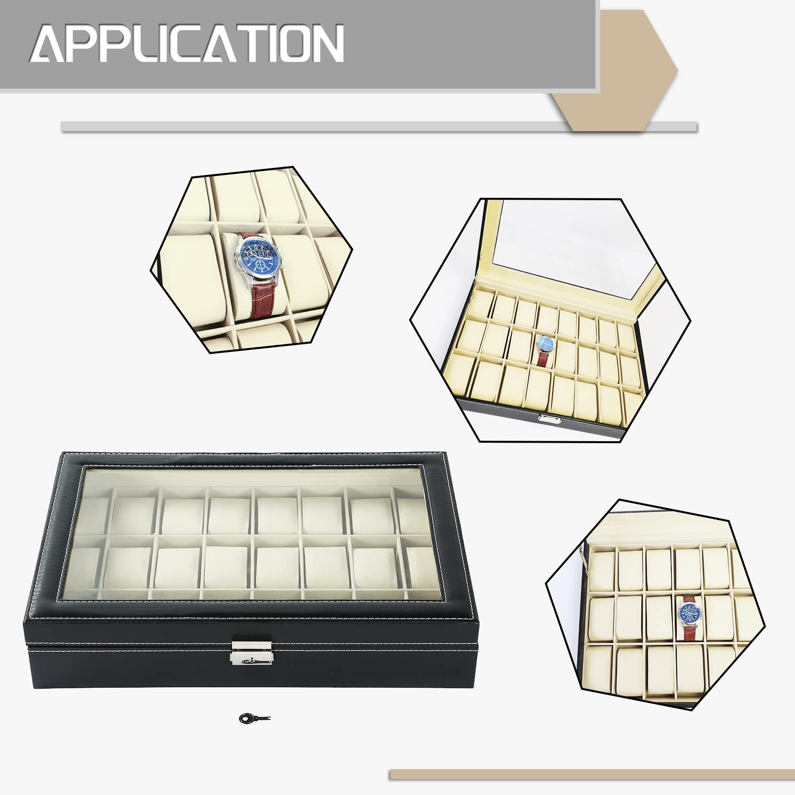 UBesGoo 10 Slot Watch Box Organizer Display Jewelry Organizer w/Real ...