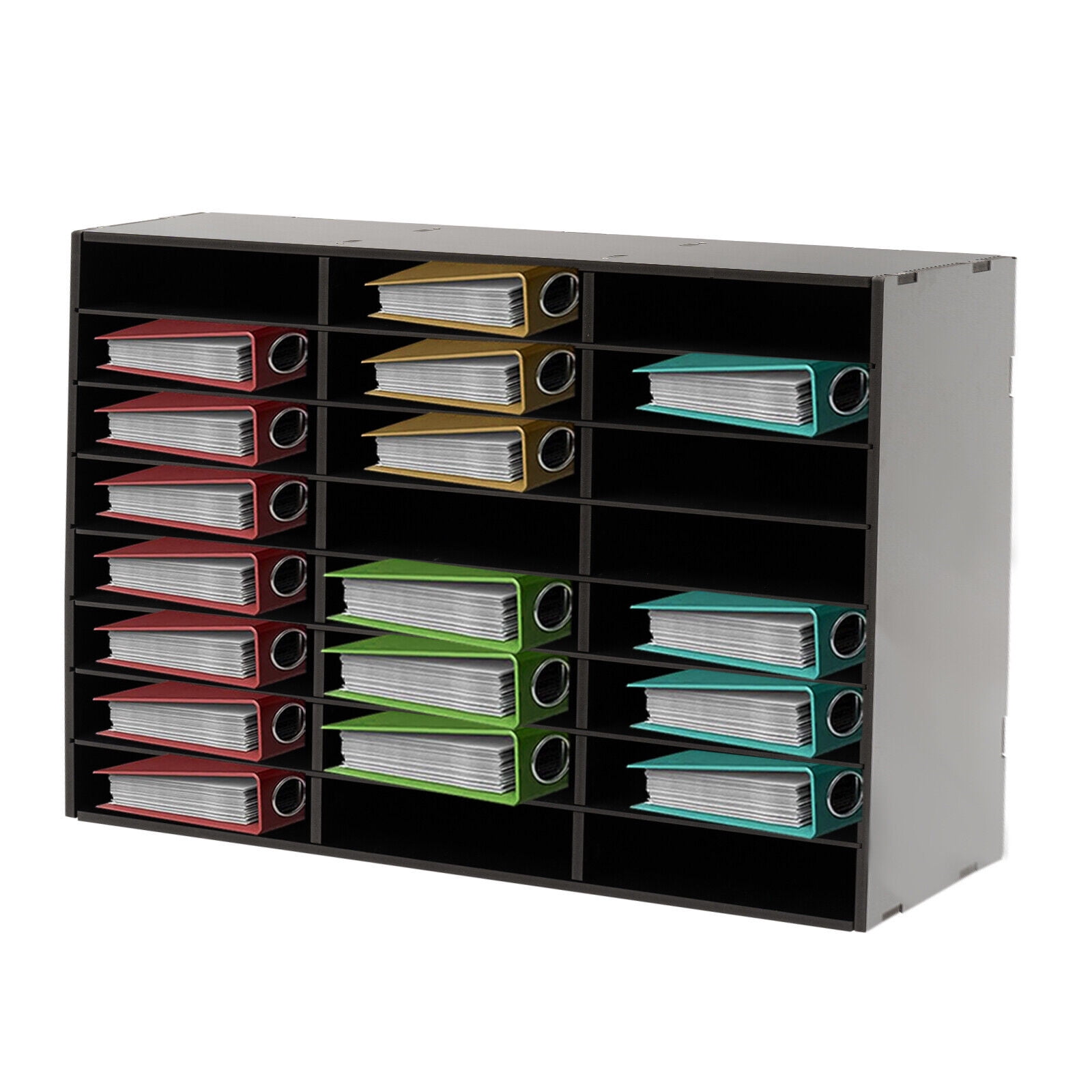 24 Slots Adjustable File Sorter Organizer Black 24 Compartment ...