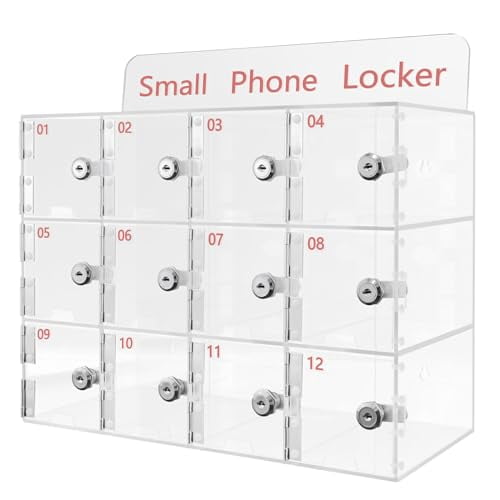 24 Slots Cell Phone Locker Box,Clear Cell Phone Storage,Acrylic Cell ...