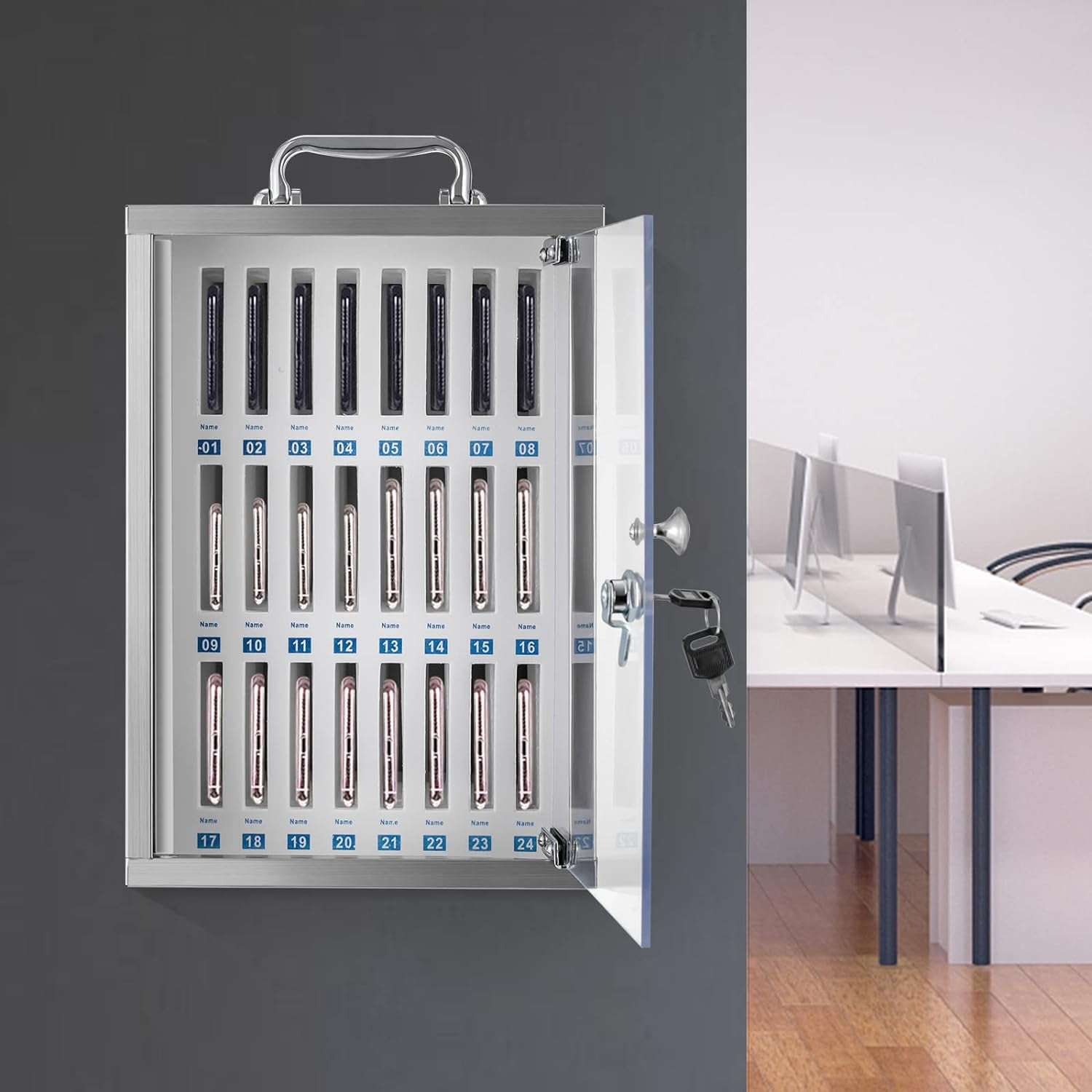 Cell Phone Storage Cabinet 24 Slot Pocket Chart Wall-mounted Desktop ...