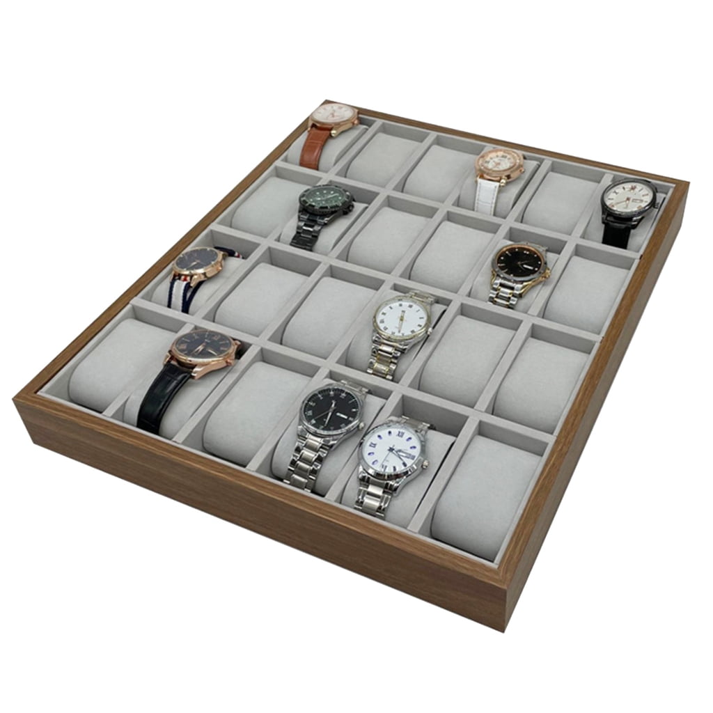 24 Slots Watch Display Tray Versatile Wooden Watch Storage Rack Stylish ...