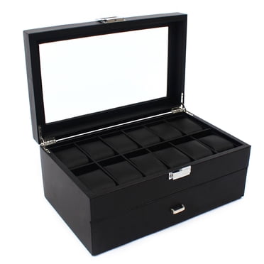 SONGMICS Velvet 12-Slot Watch Box, Watch Holder Display Case for Men ...