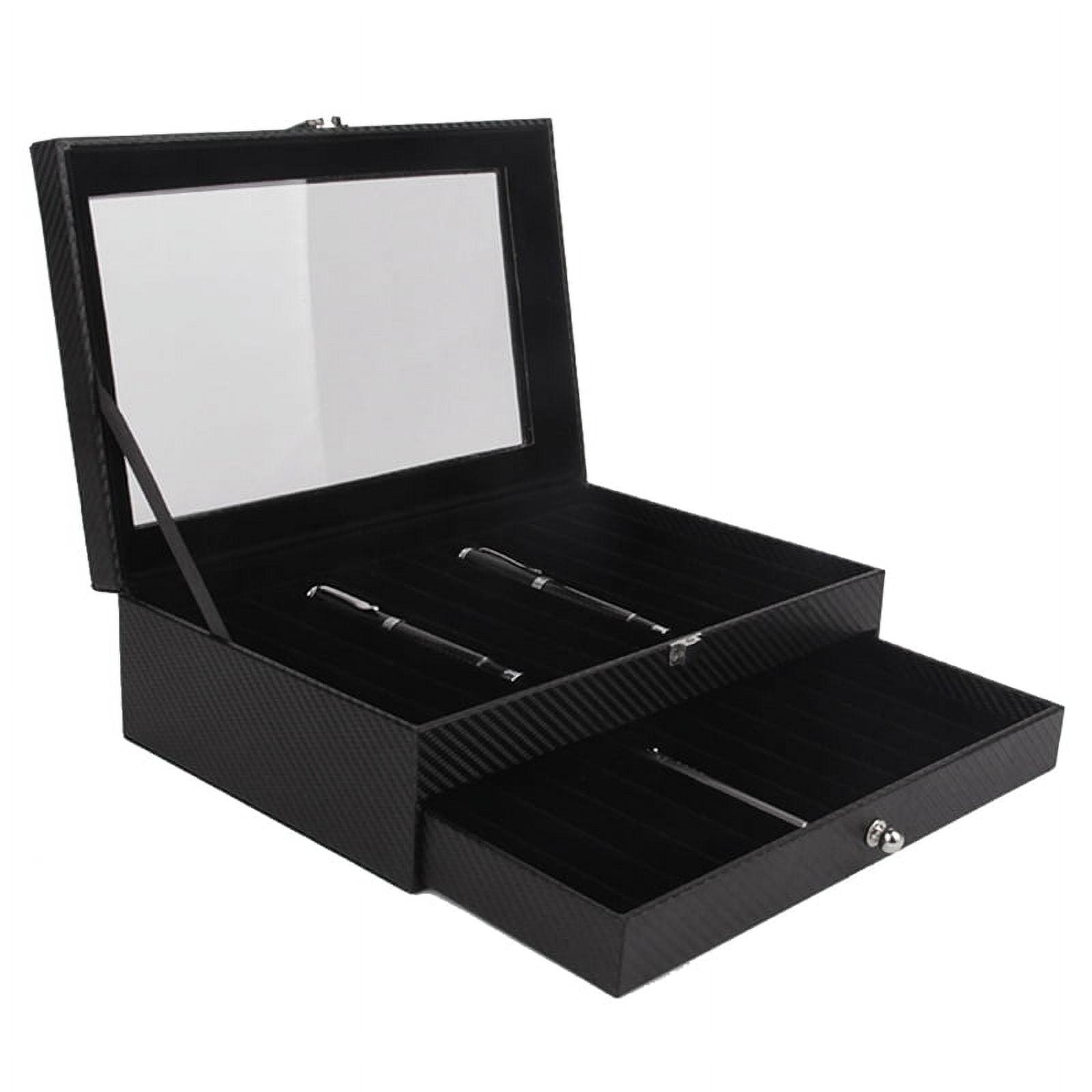 24 Slots Wooden Pen Display Storage Box Luxury 2 Layer PU Pen Case ...