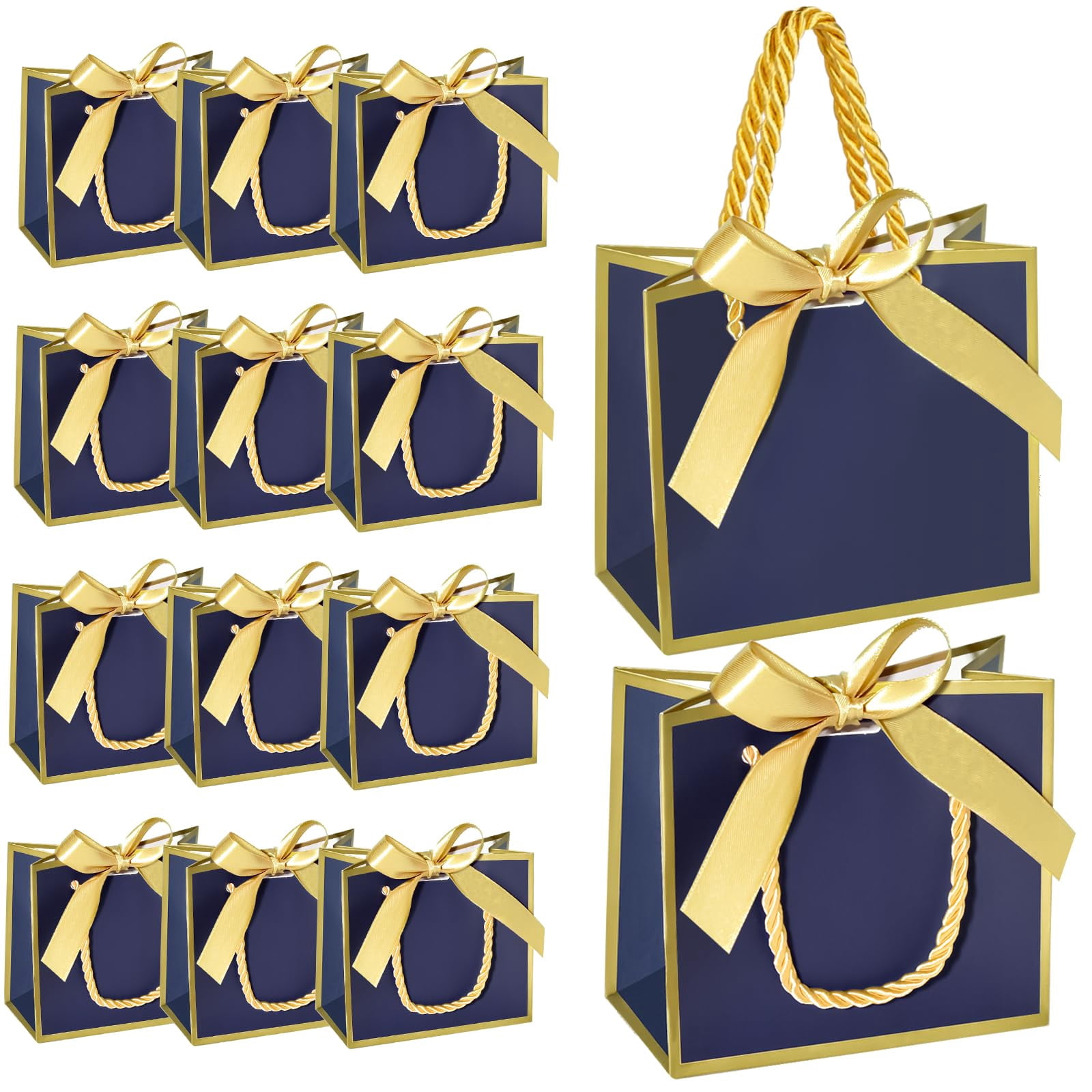 24 Small Gift Bags With Handles Blue Mini Bag 5.5x 2.5x4.7 Inches Thank ...