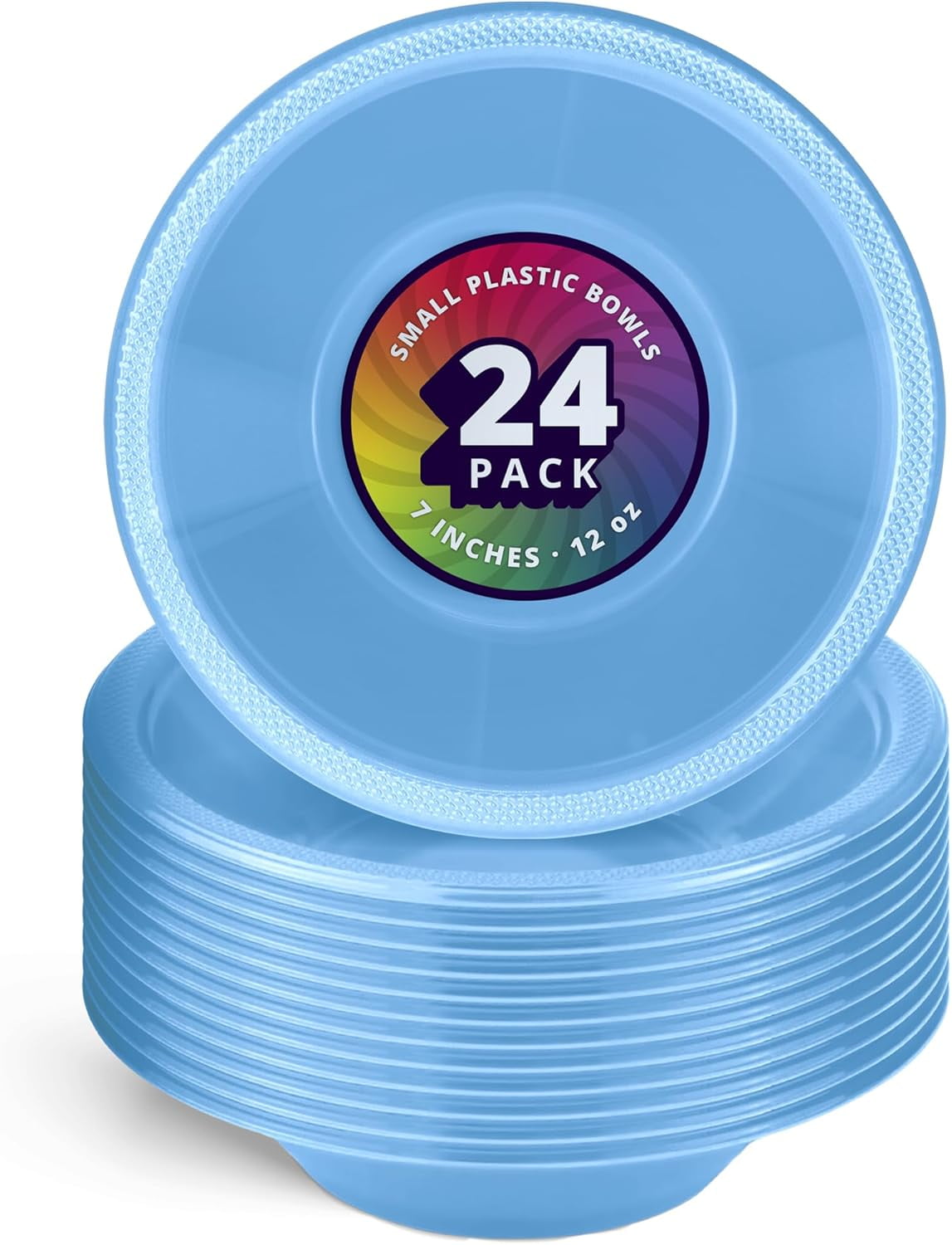 24 Small Plastic Bowls, 7 inch Disposable Popcorn, Soup, and Salad ...