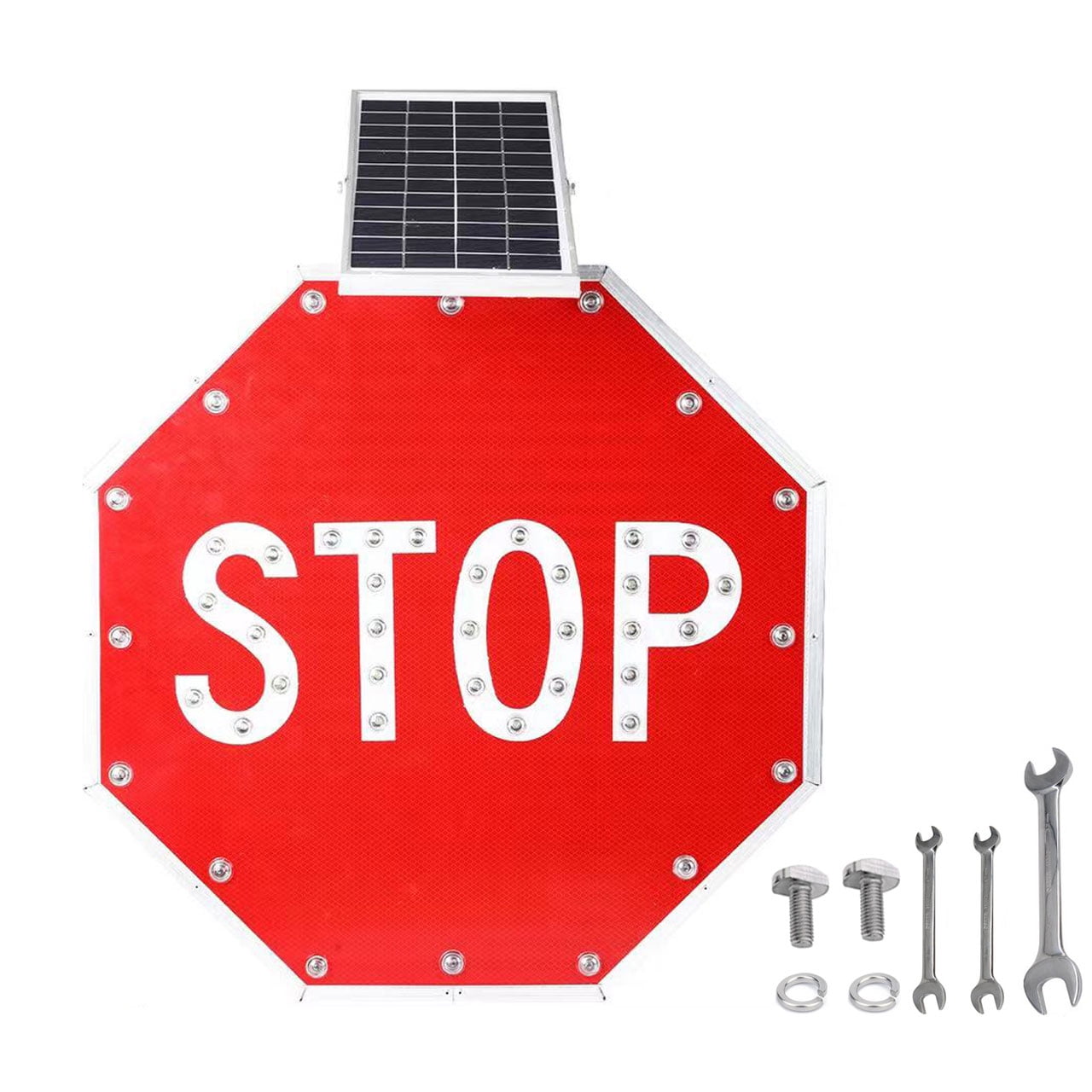 24” Solar LED Flashing Stop Sign, R1-1 Compliant, Engineering ...