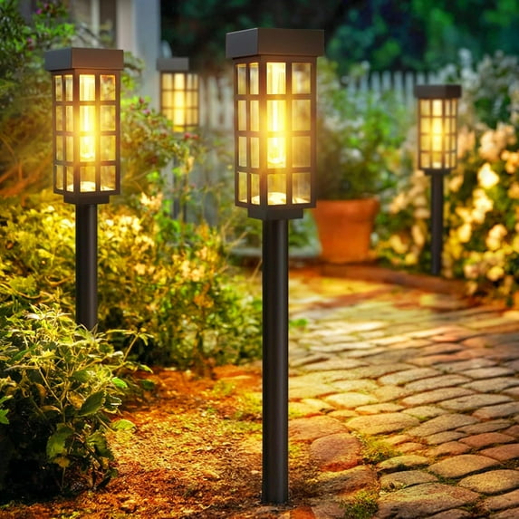 24" Solar Pathway Lights Outdoor, 8 Bright Garden Light with /Off, IP65 ...