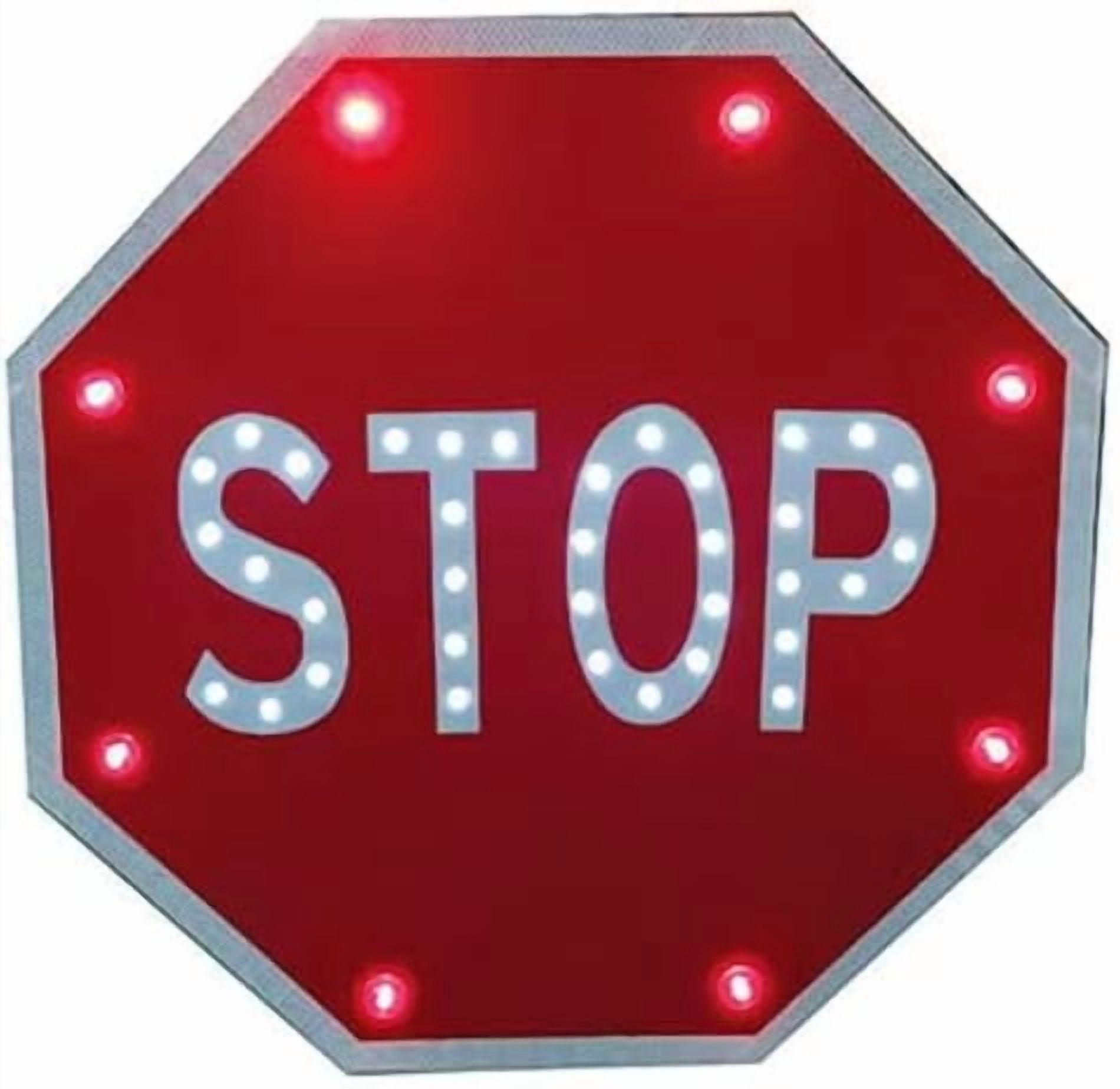 24" Solar Power Stop Flashing Traffic Signs Pedestrian Walk Sign For ...