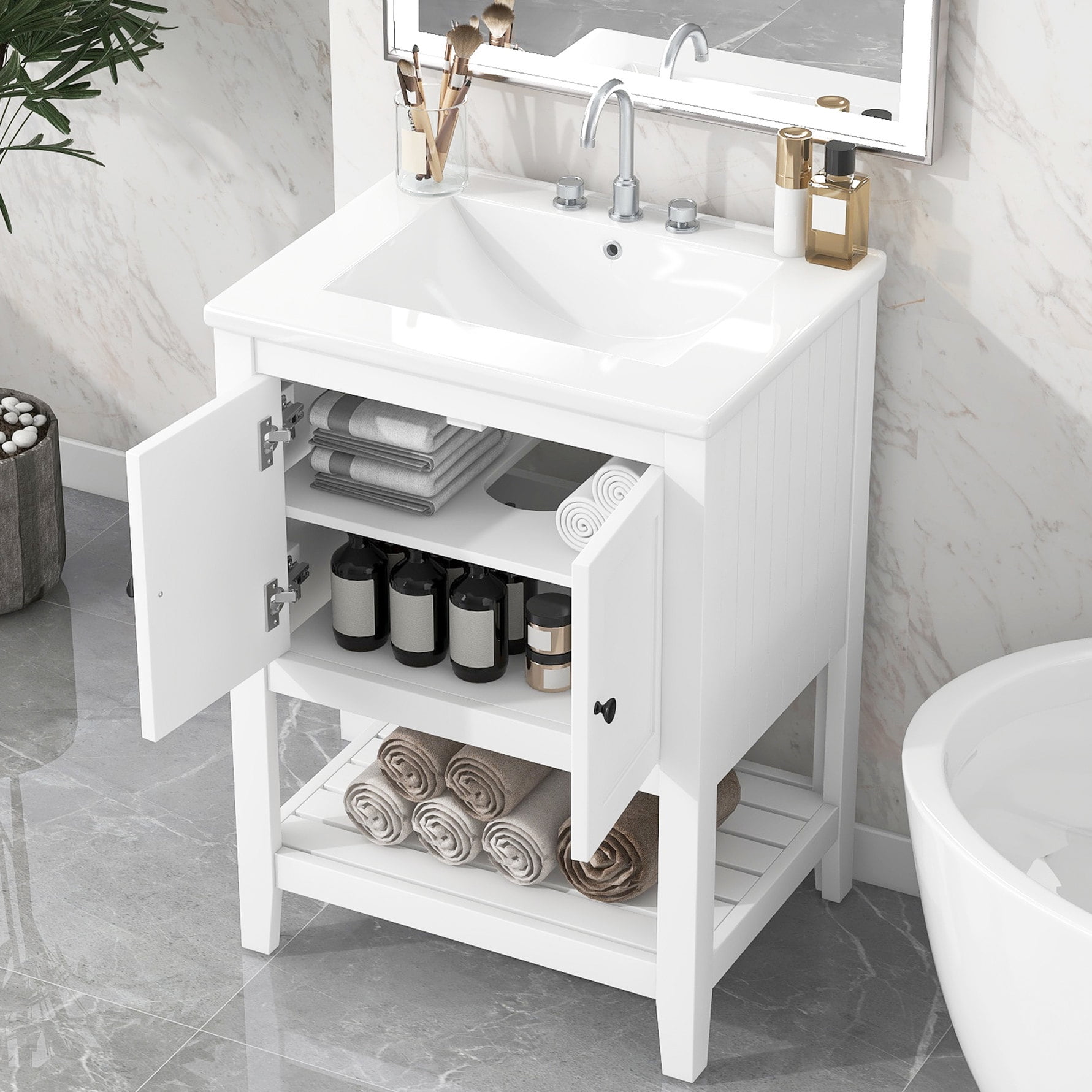 24" Solid Wood & MDF - Simple Assembly Steps - Bathroom - DIY ...