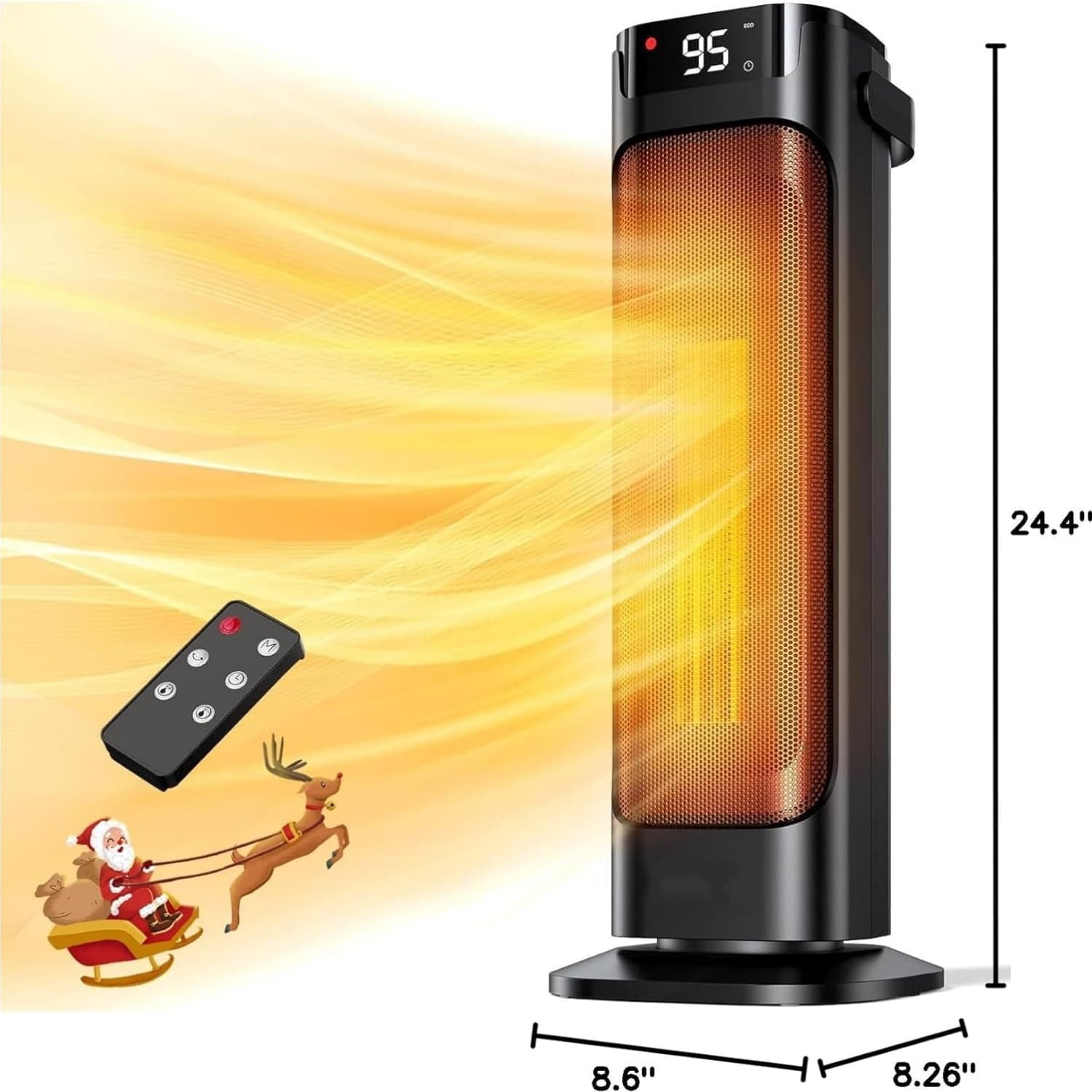 24” Space Heater for Indoor Use, Fast Ceramic Heater with Remote and ...