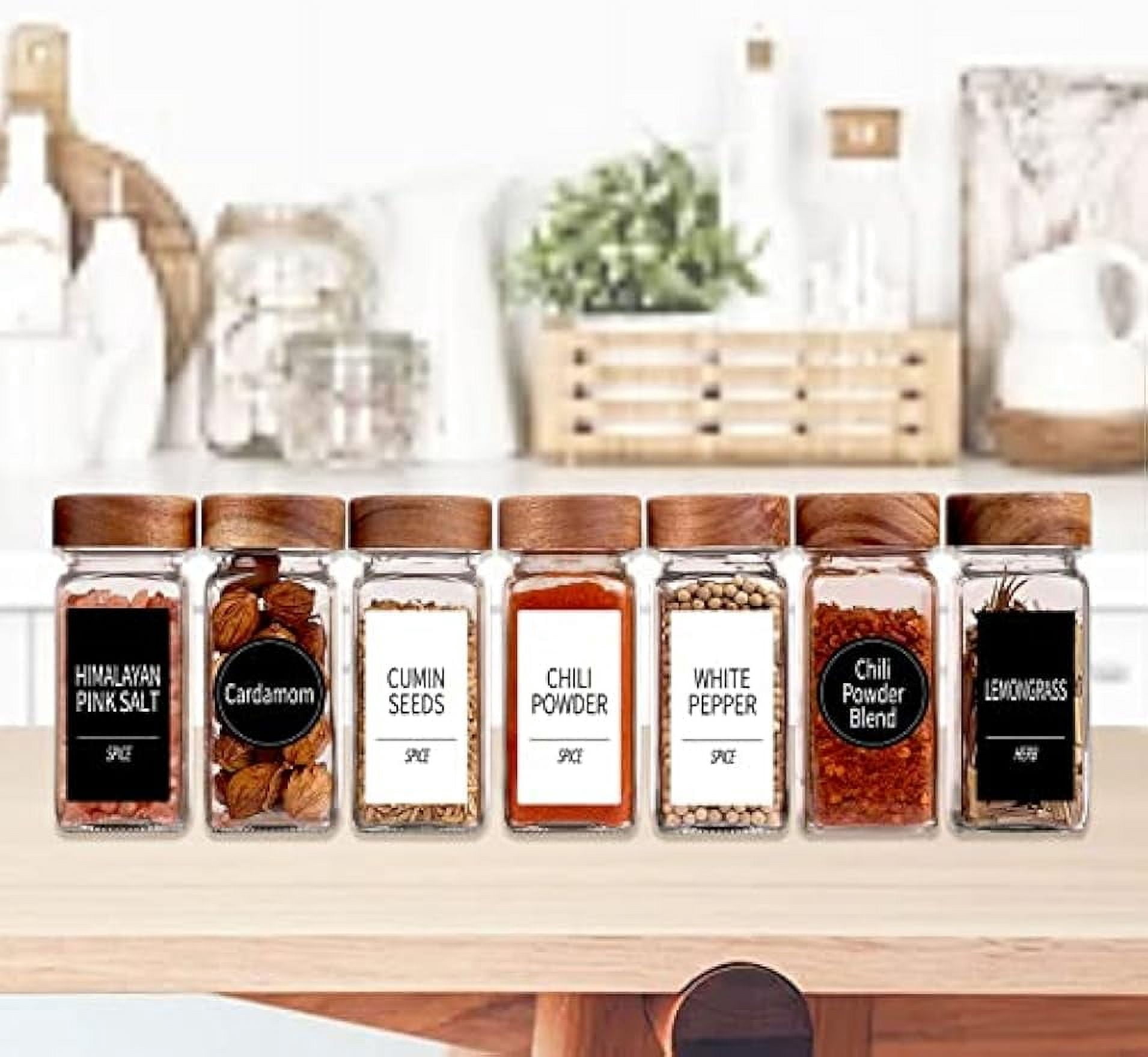 24 Spice Jars with 547 Labels - Glass Spice Jars with Shaker Lids - 4 ...