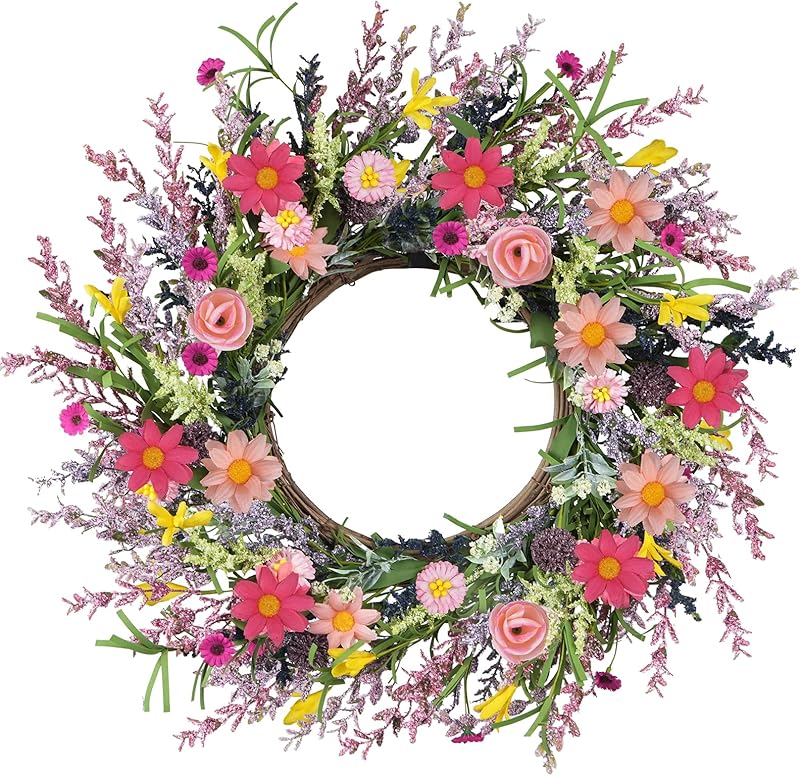 24" Spring Wreaths for Front Door Artificial Forsythia Flower Wreath on ...