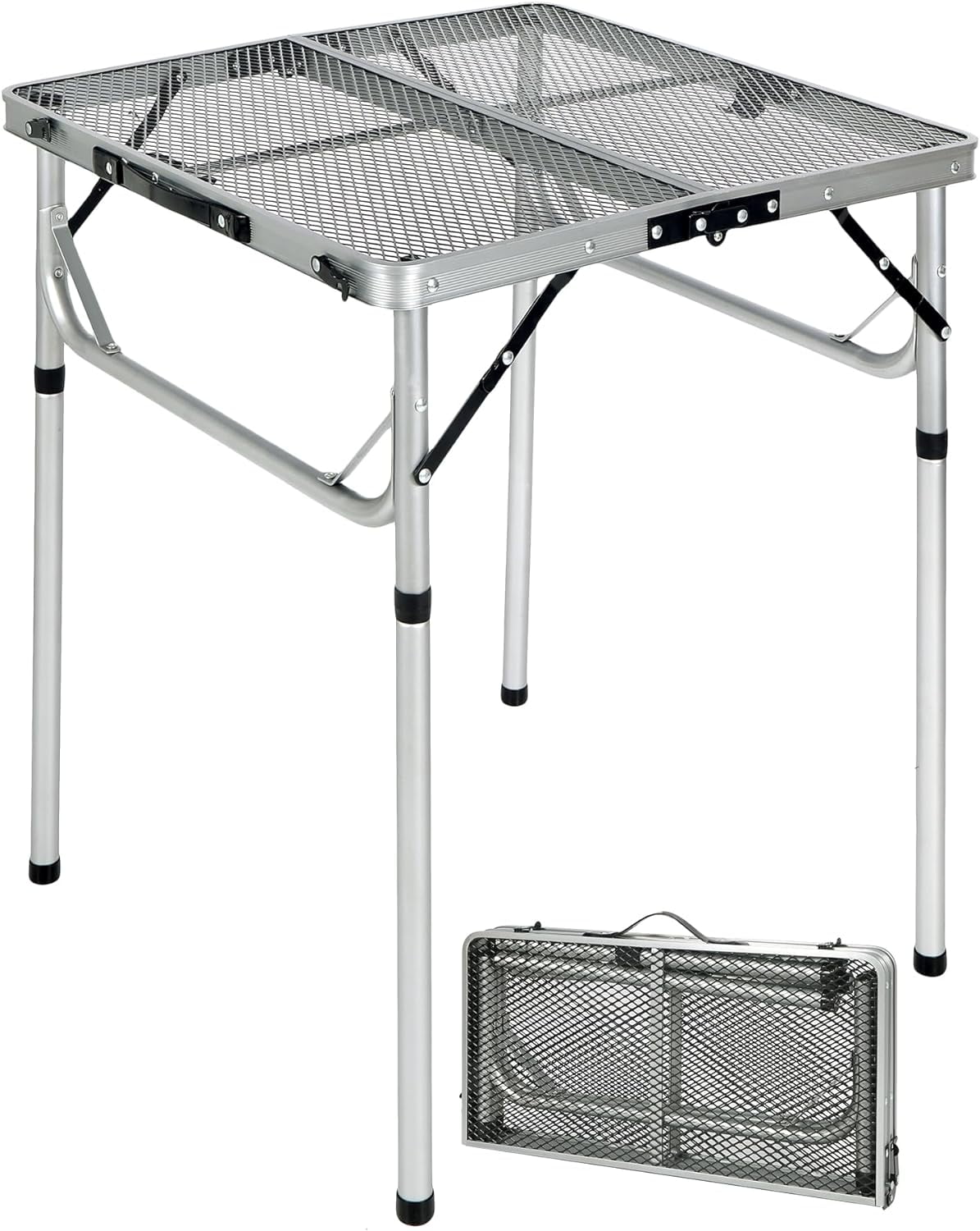 24" Square Folding Grill Table for Outside, Lightweight Portable Metal ...