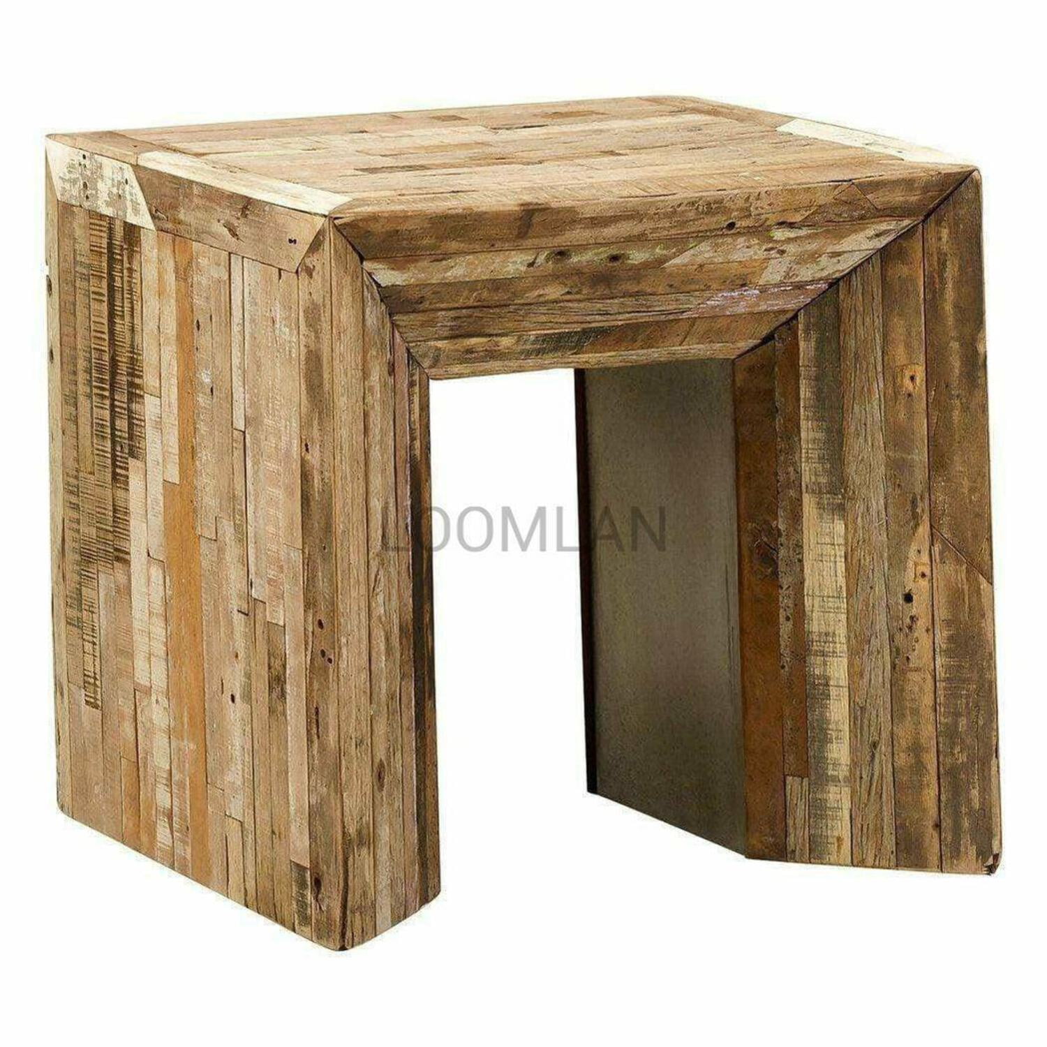 24 Square Rustic Reclaimed Wood Planks End Side Accent Table - Walmart.com