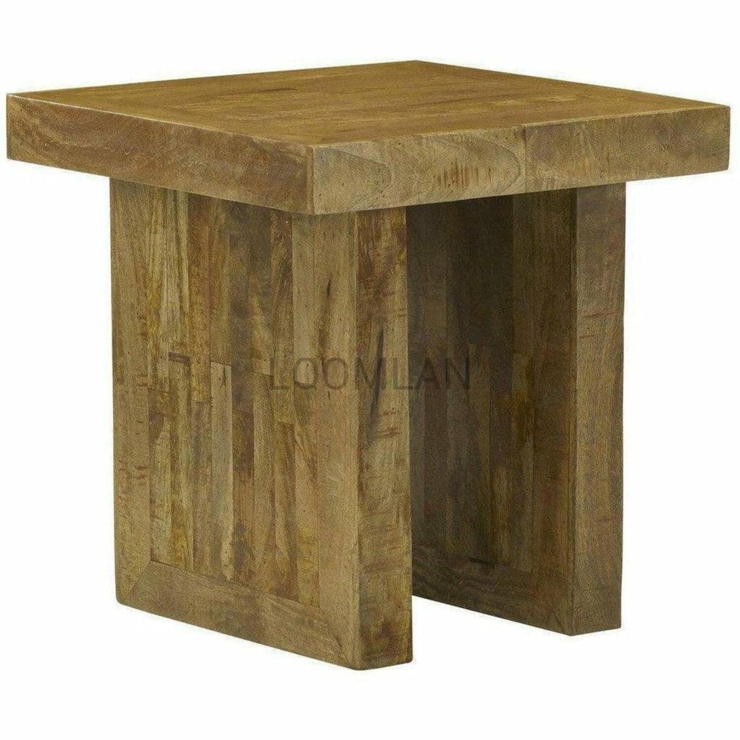 24 Square Rustic Reclaimed Wood Planks End Side Table - Walmart.com