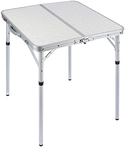 24" Square Small Folding Camping Table with Adjustable Heights Legs ...