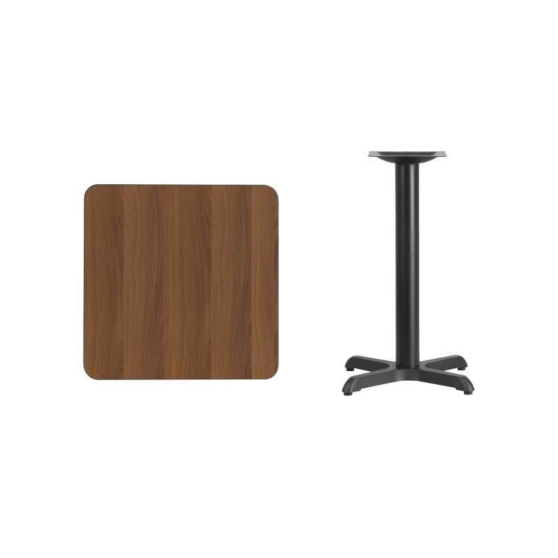 24" Square Walnut Laminate Table Top With Table Height X Base - Table ...