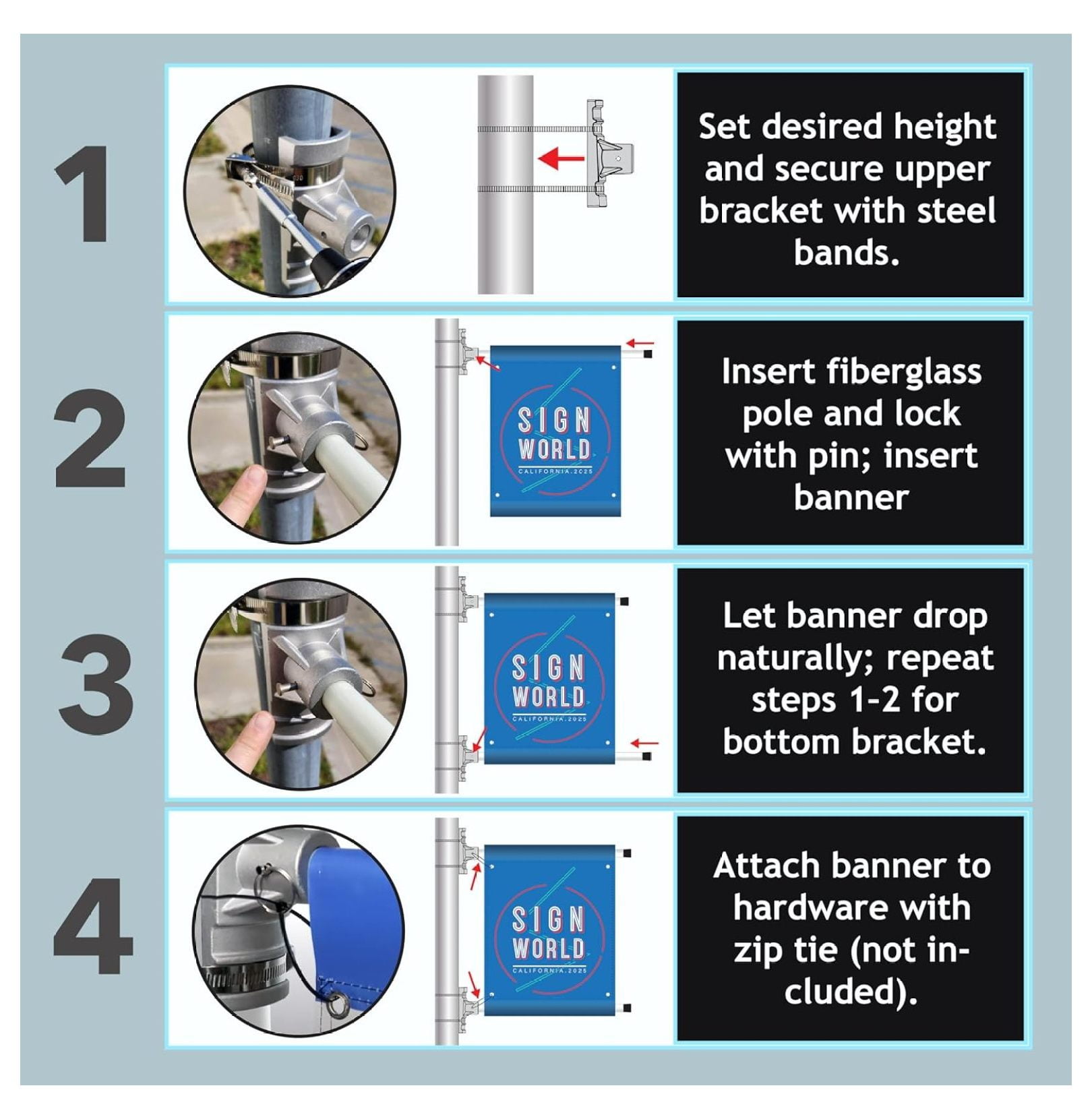 24" Street Light Pole Banner Bracket Hardware - Walmart.com