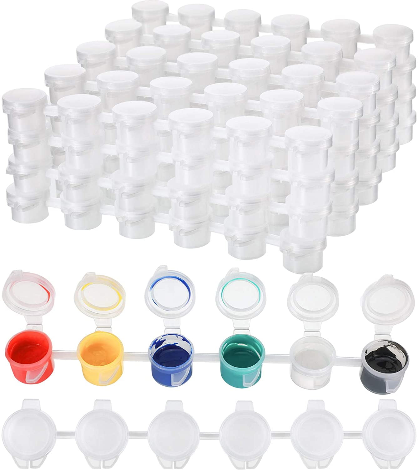 24 Strips 144 Pots Empty Paint Pots Strips Mini Acrylic Paint Storage ...