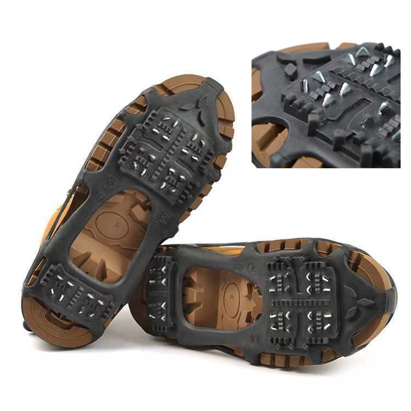 24-Stud Steel Spike Crampons, Stretch-to-Fit Ice Snow Shoe Covers ...