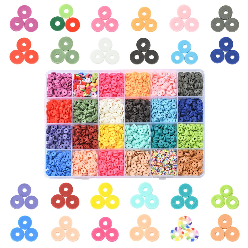 24 Style Handmade Polymer Clay Beads Disc/Flat Round Heishi Mixed Color ...
