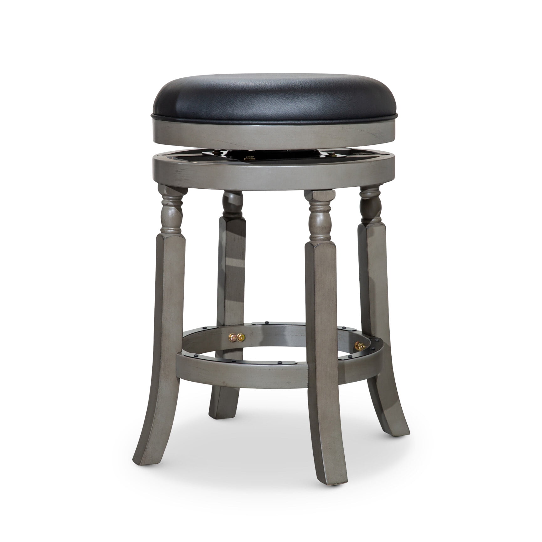 24" Swivel Bar Stool, Counter Height Bar Stool with Footrest and Wood ...