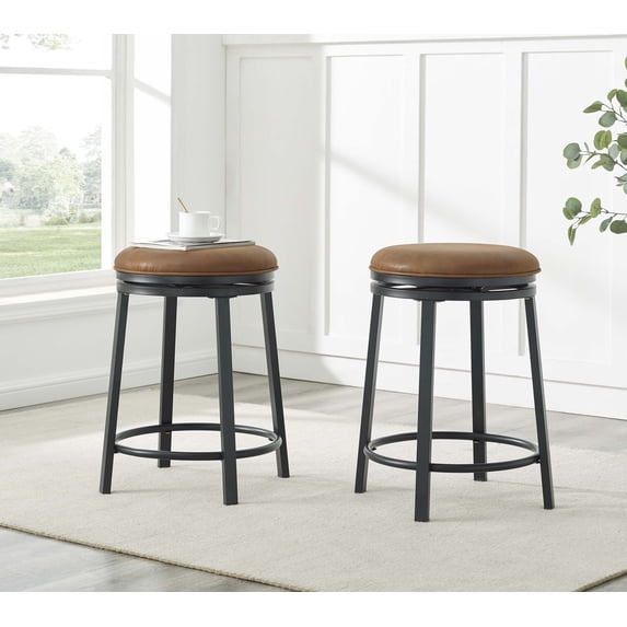 24'' Swivel Bar Stools Set of 2, Counter Height Barstools with ...