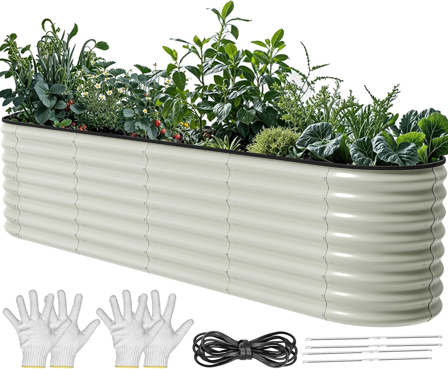 24" Tall 9 in 1 Large Raised Garden Bed Kit, 8x4x2ft Galvanized Metal ...
